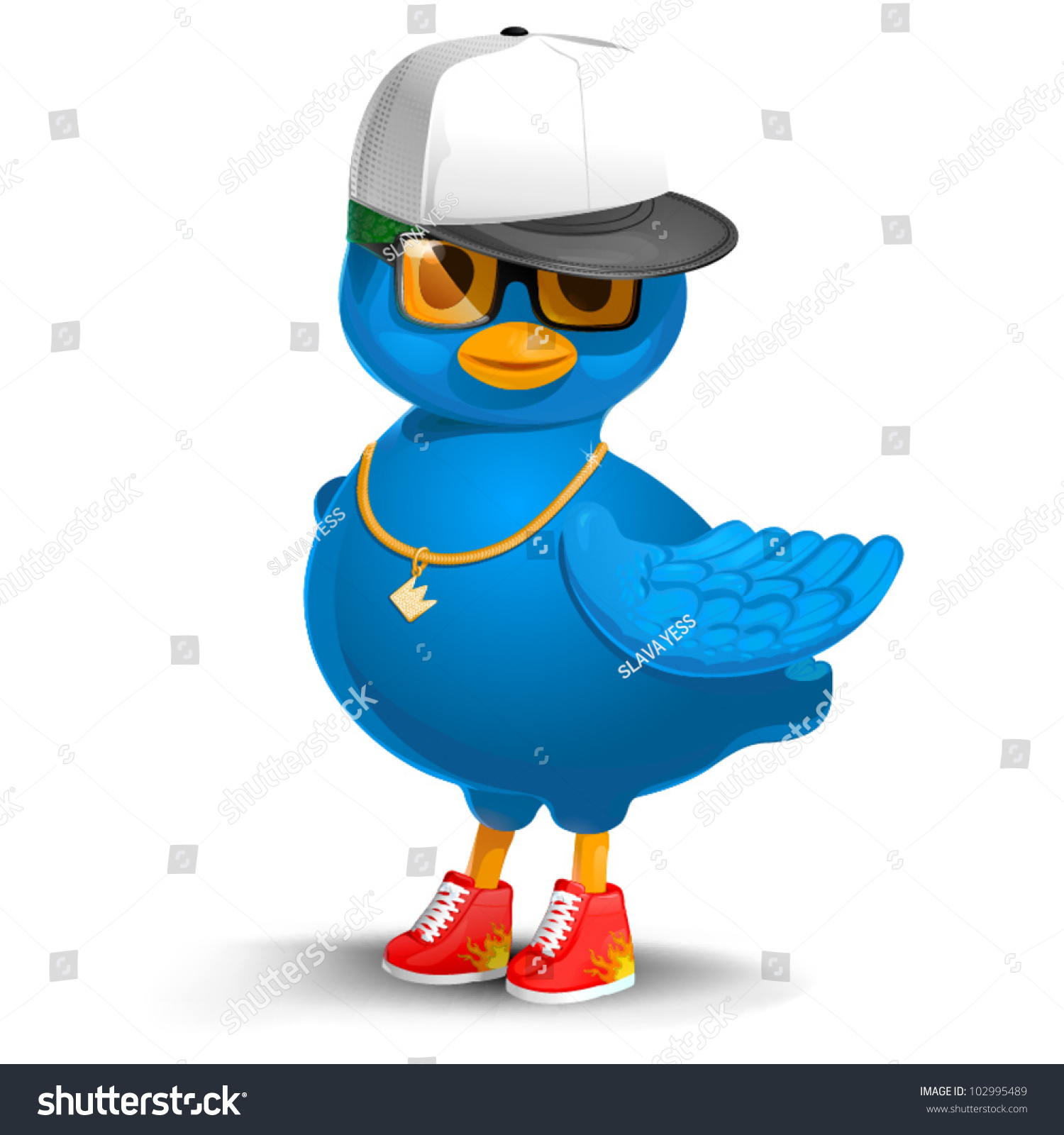 Blue Bird Vector Cartoon Character Rapper: vetor stock (livre de ...