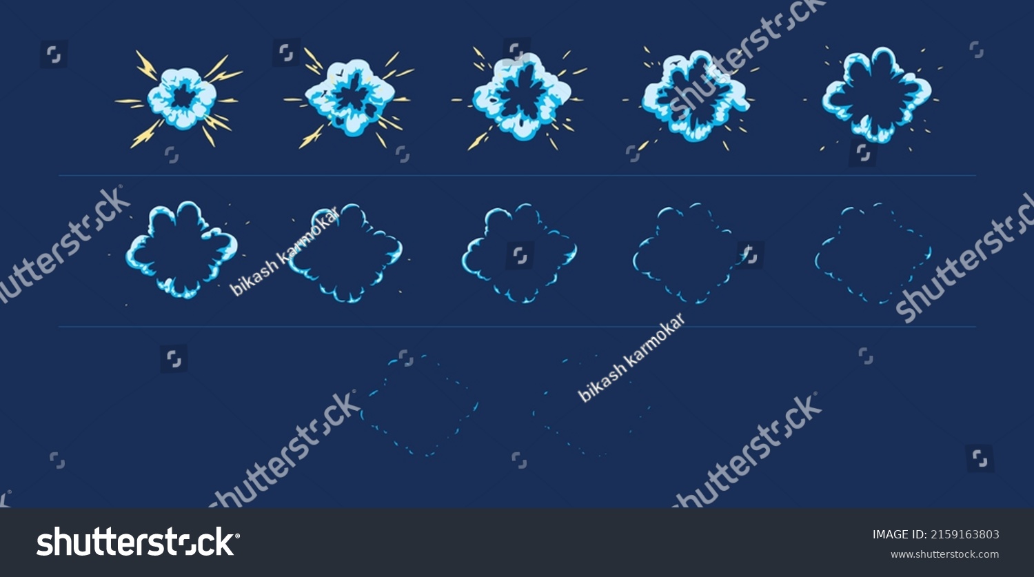 Blue Blast Animation Effect Fire Blast Stock Vector (Royalty Free ...
