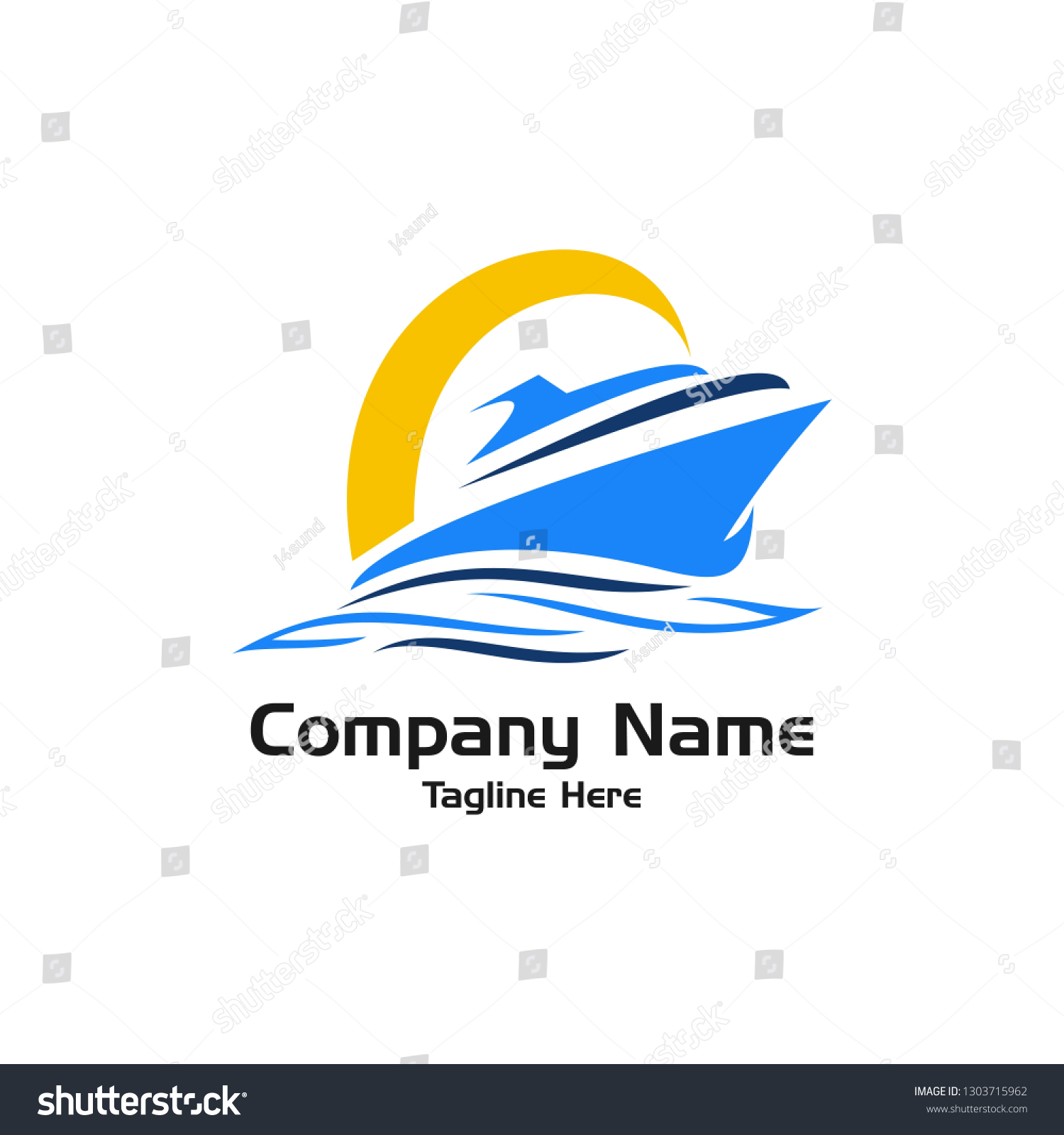 Blue Boat Logo Vector Stock Vector (Royalty Free) 1303715962