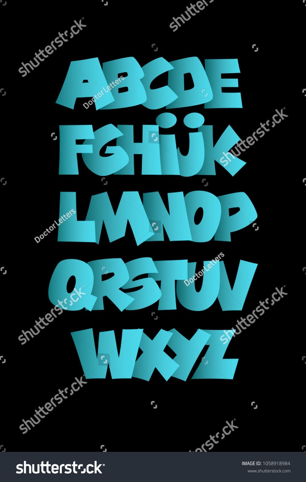 Blue Bold Font Vector Alphabet Stock Vector (Royalty Free) 1058918984