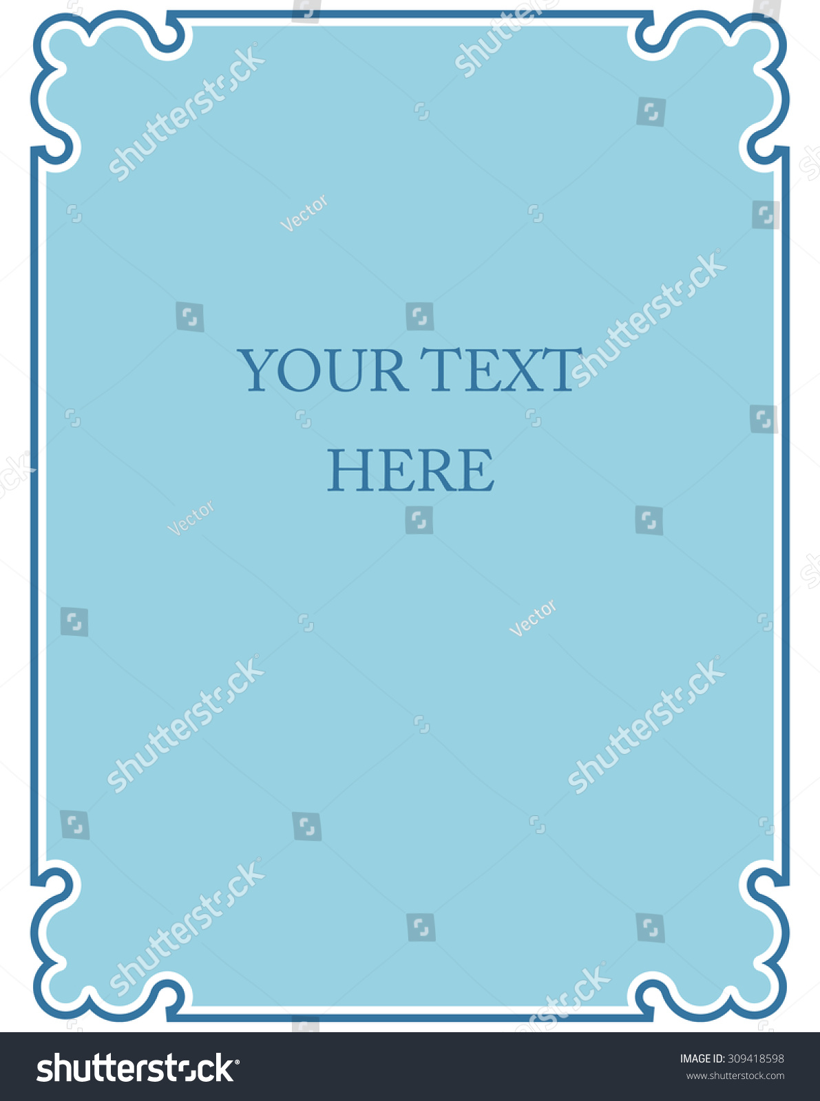 Blue Border Frame Deco Vector Label Stock Vector (Royalty Free ...