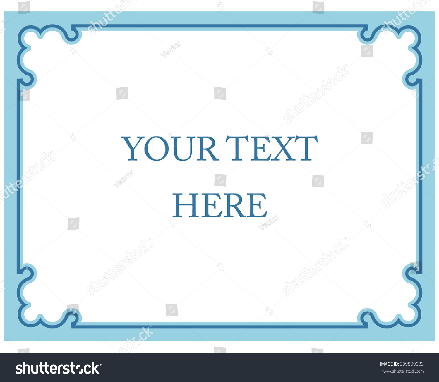Blue Border Frame Deco Vector Label Stock Vector (Royalty Free) 309809033
