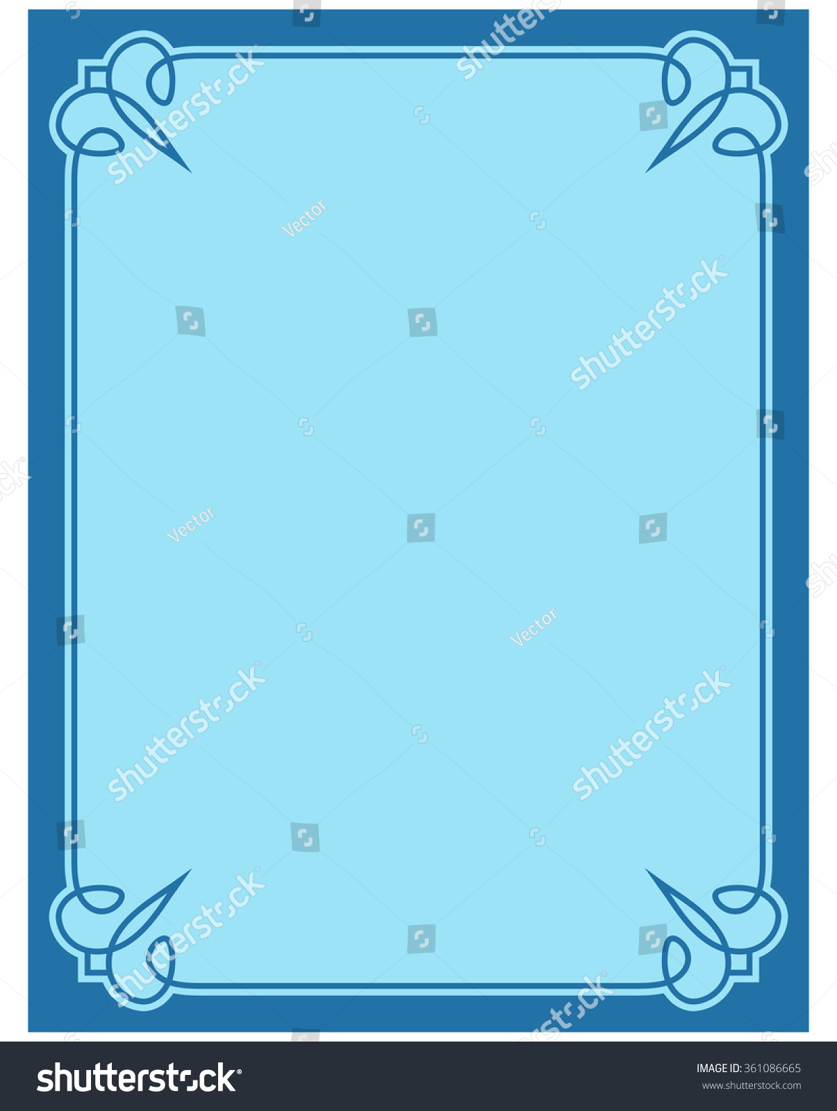 Blue Border Frame Deco Vector Label Stock Vector (Royalty Free ...