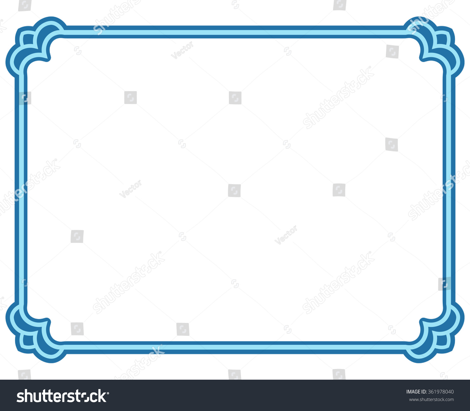 Blue Border Frame Deco Vector Label Stock Vector (Royalty Free ...