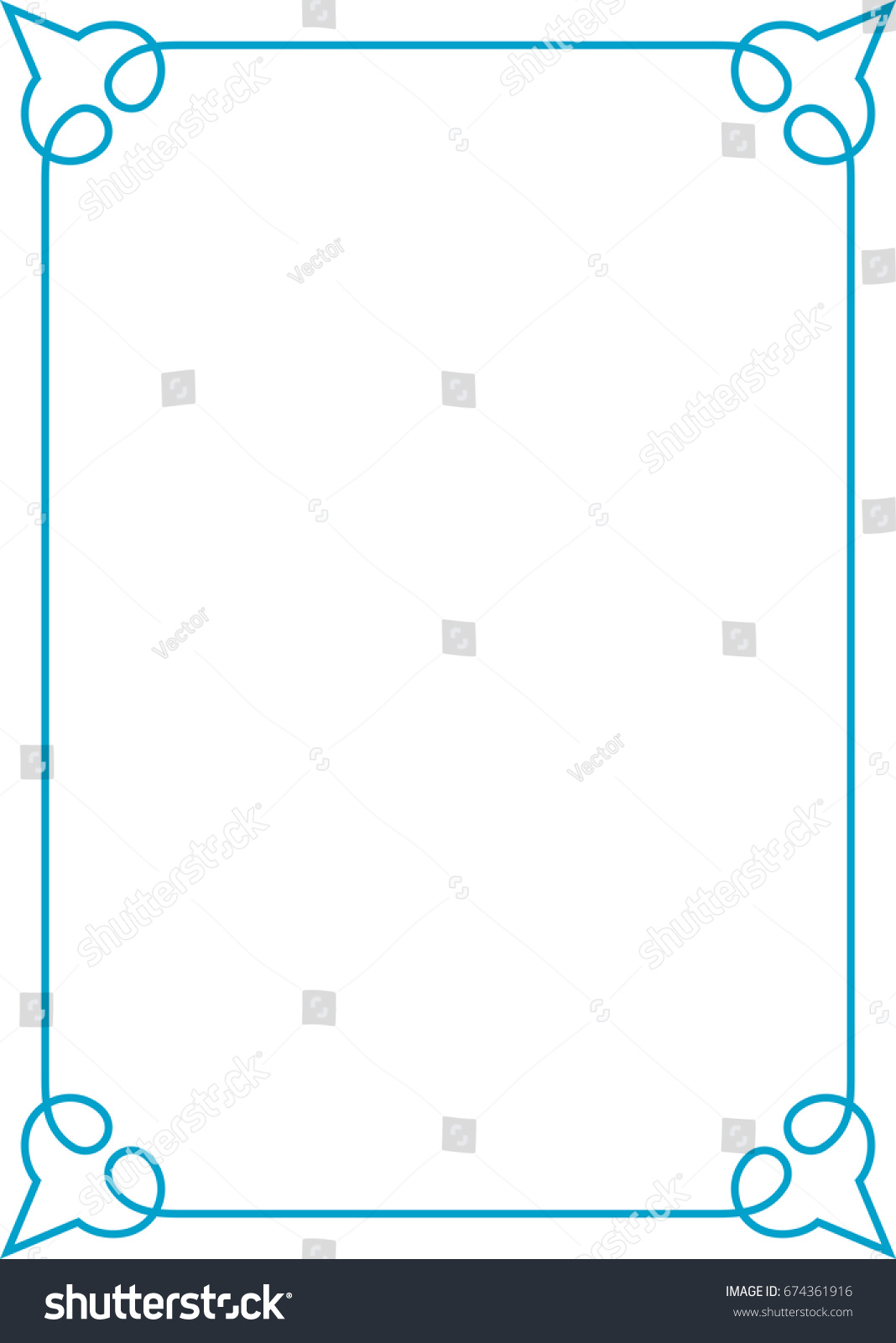 Blue Border Frame Vector Vintage Stock Vector (Royalty Free) 674361916 ...