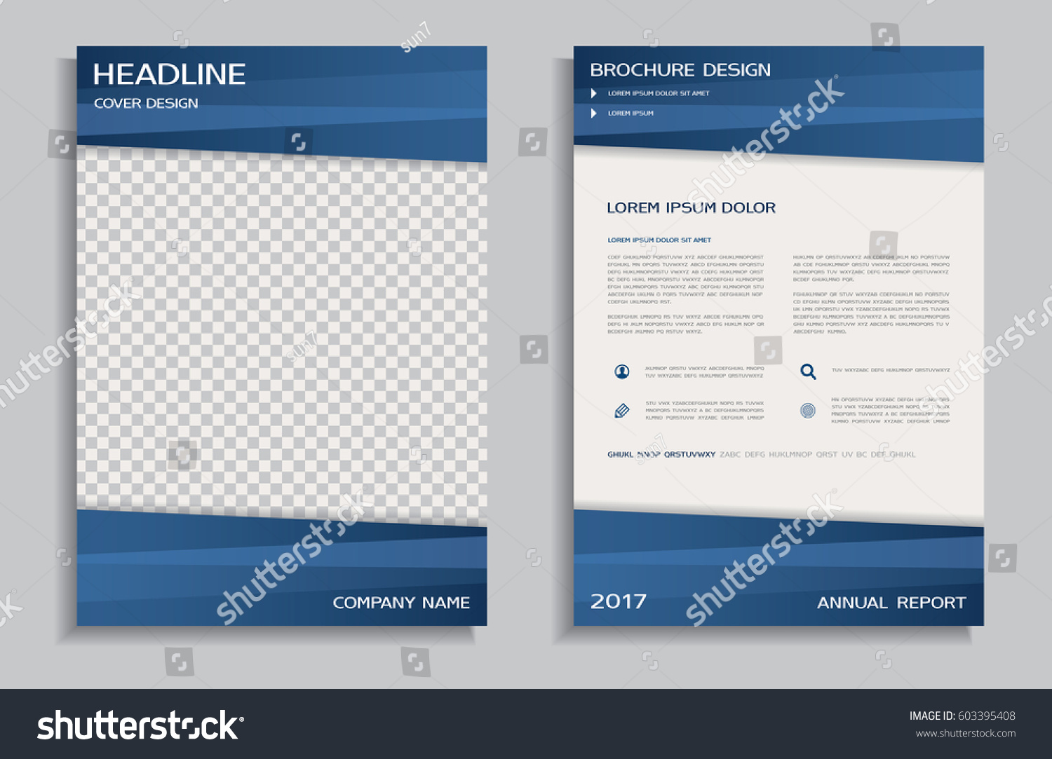 Blue Brochure Design Template Stock Vector (Royalty Free) 603395408 ...
