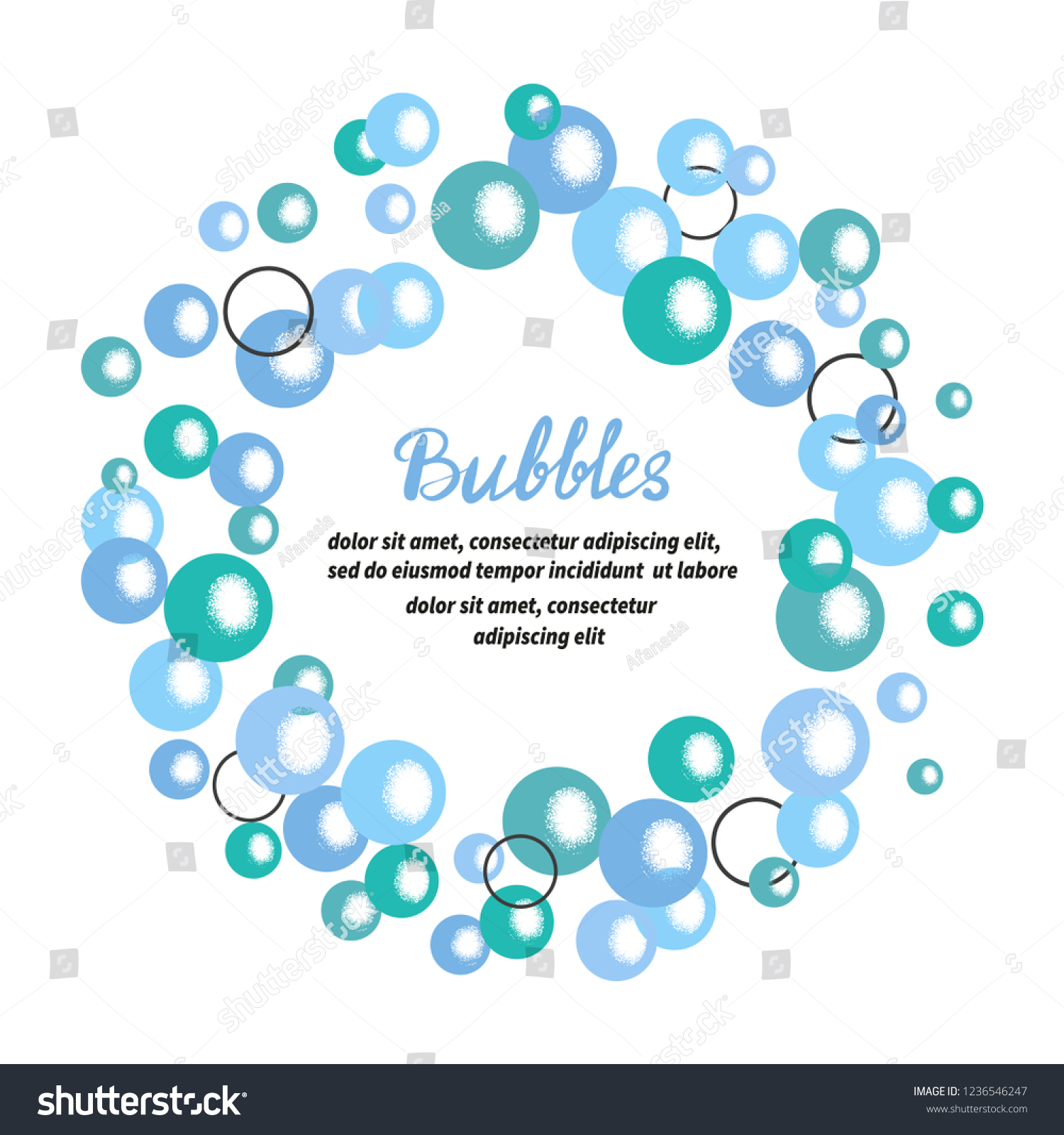 Blue Bubbles Circle Frame Water Bubbles Stock Vector (Royalty Free ...