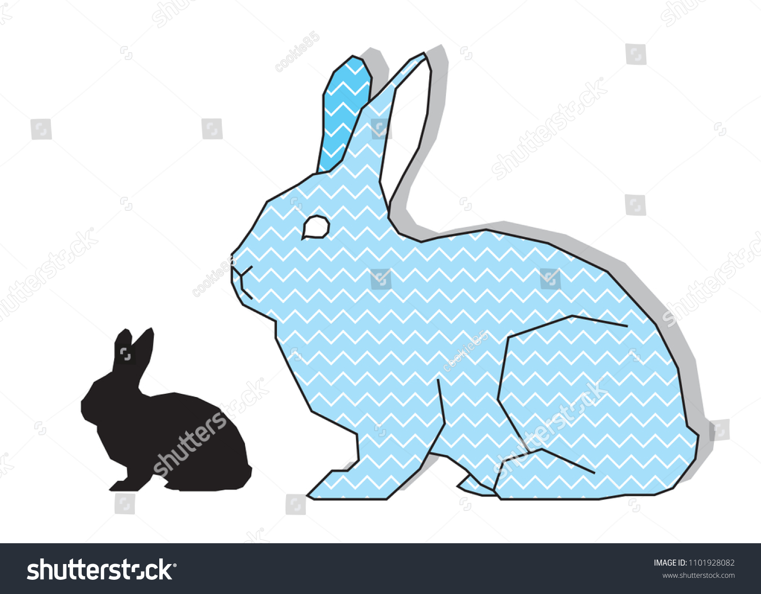 Blue Bunny Vector Illustration Stock Vector (Royalty Free) 1101928082 ...