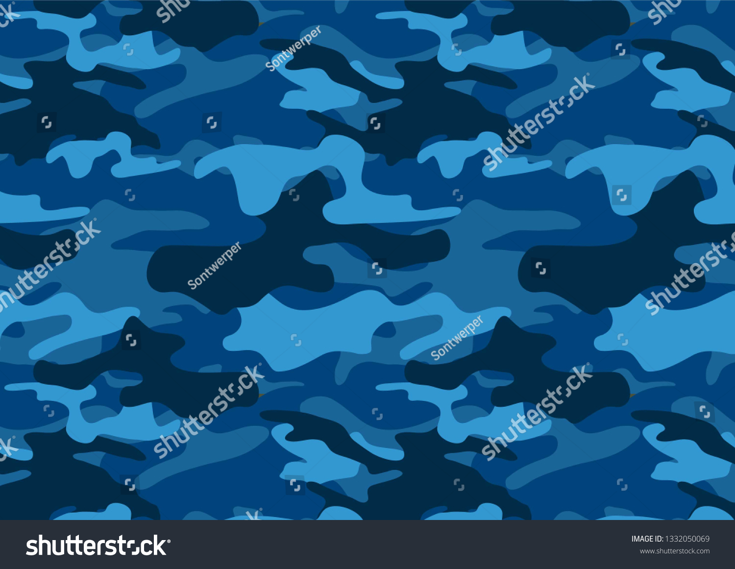 Blue Camouflage Pattern Stock Vector (Royalty Free) 1332050069 ...