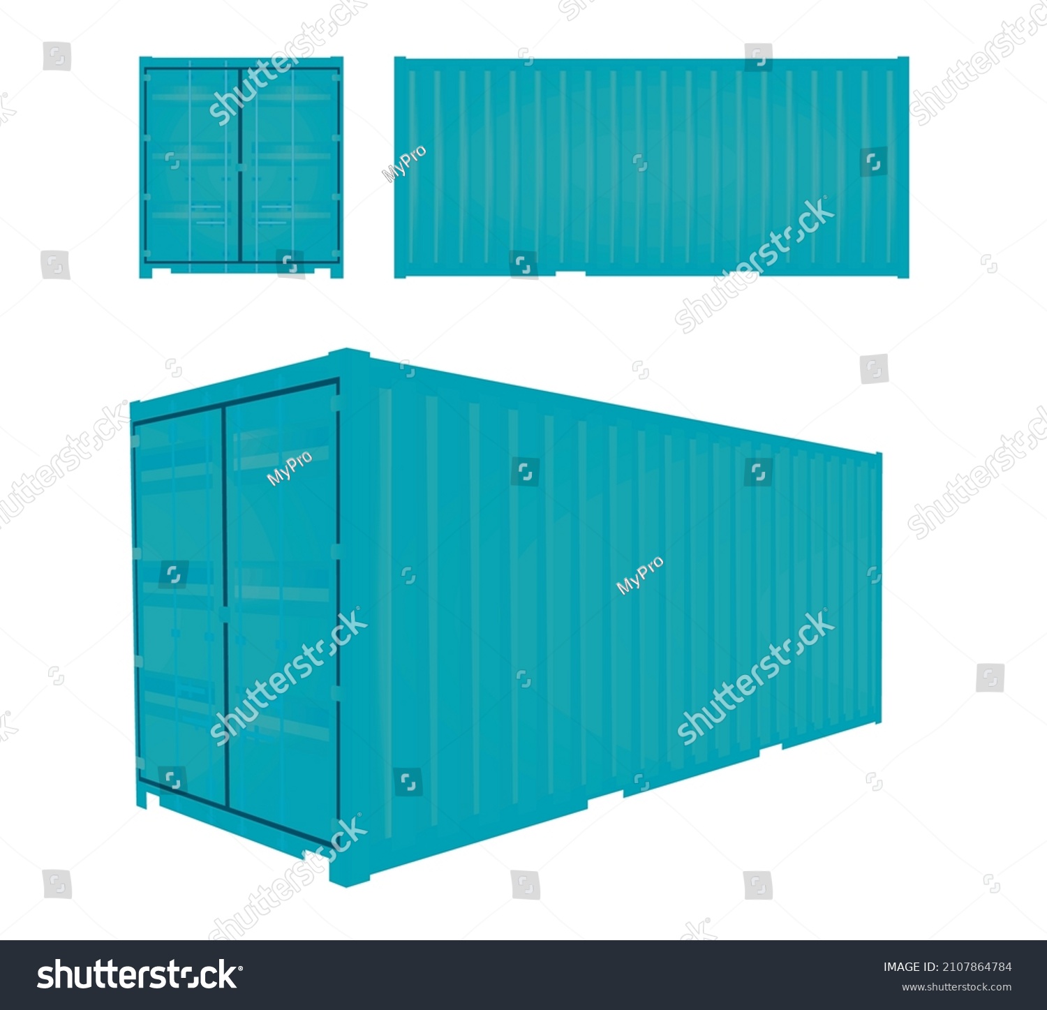 Blue Cargo Container Vector Illustration Stock Vector (Royalty Free ...