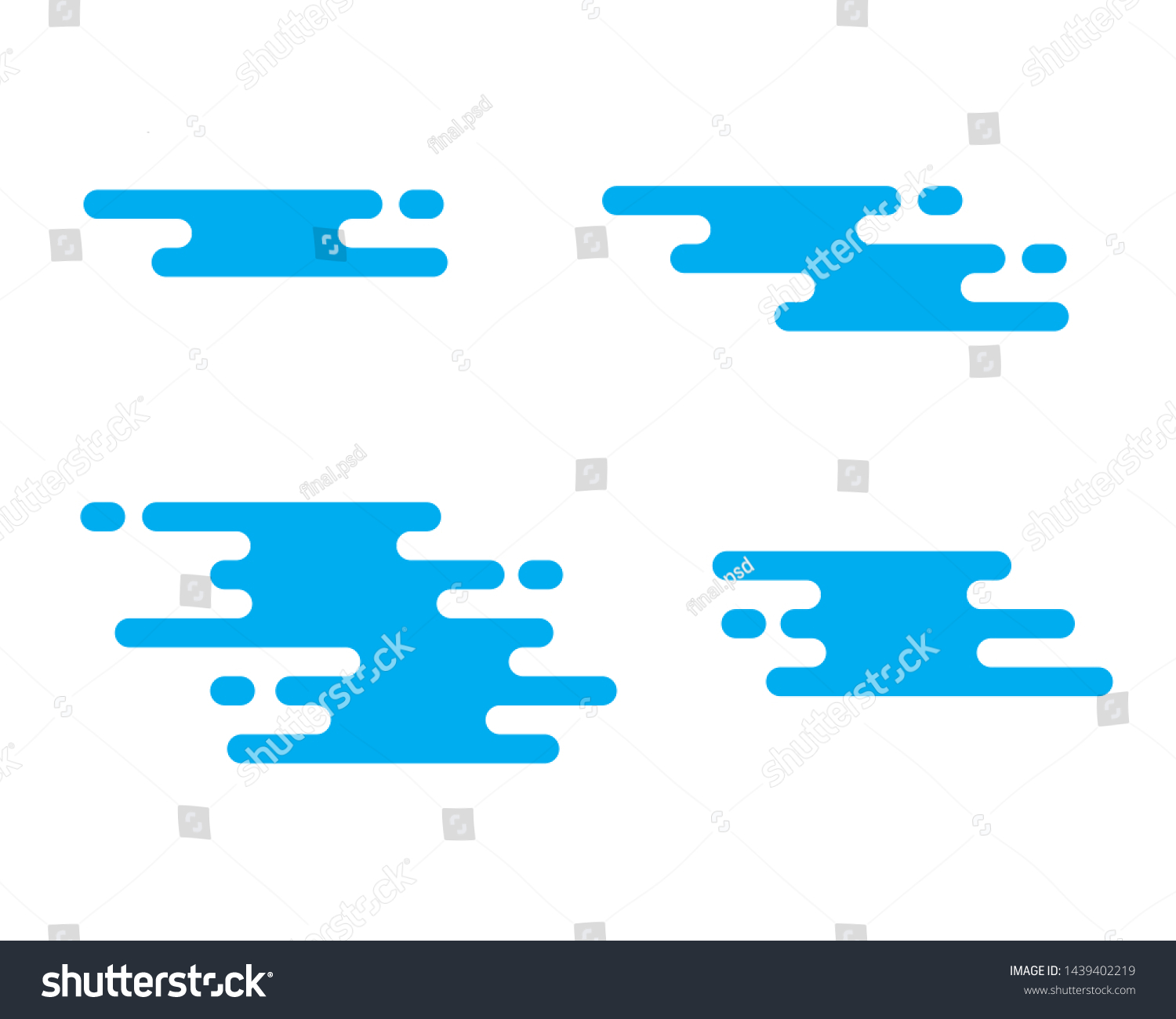 Blue Cartoon Rounded Clouds On White Stock Vector (Royalty Free ...