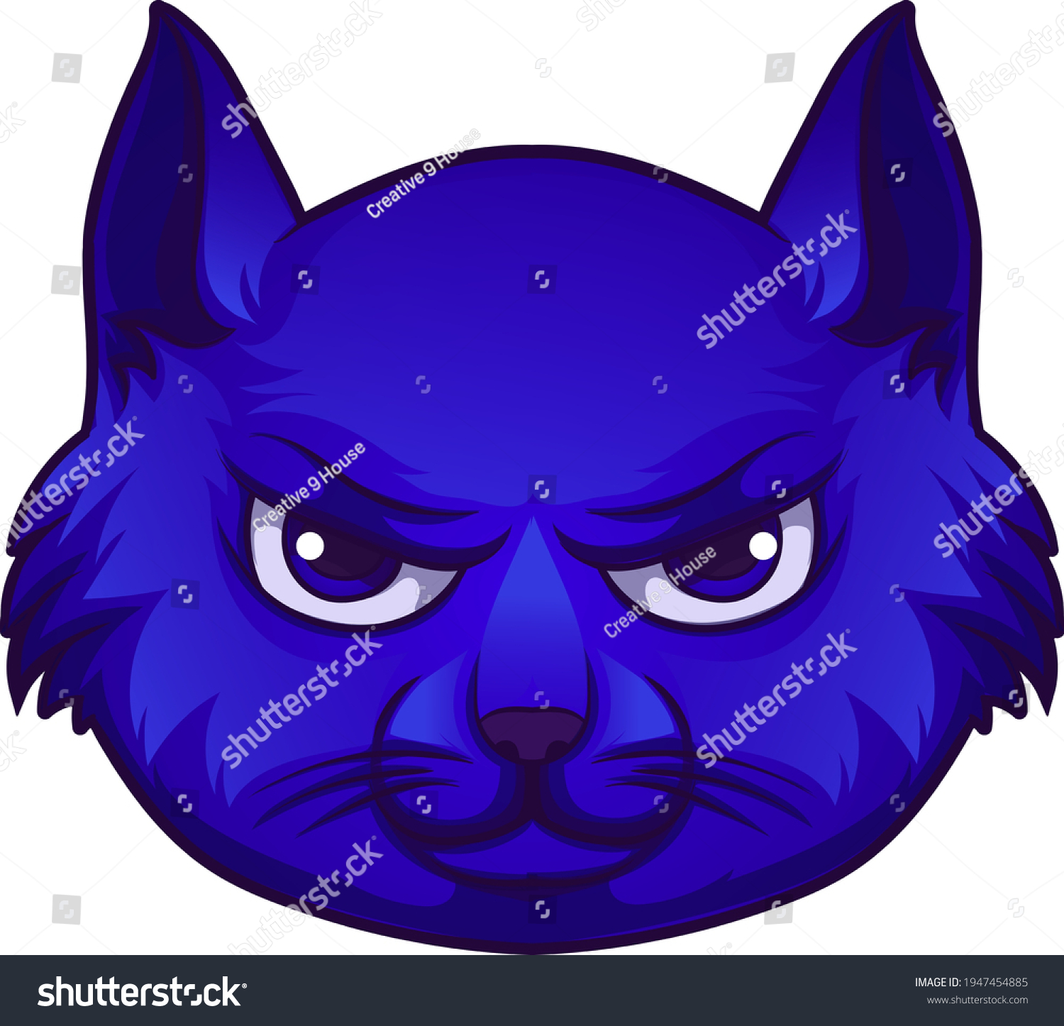 Blue Cat Head Vector Illustration Stock Vector (Royalty Free) 1947454885