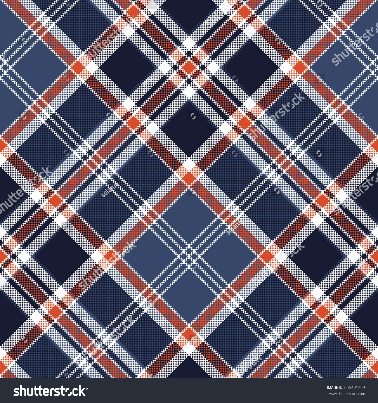 Blue Check Fabric Texture Pixel Seamless Stock Vector (Royalty Free ...