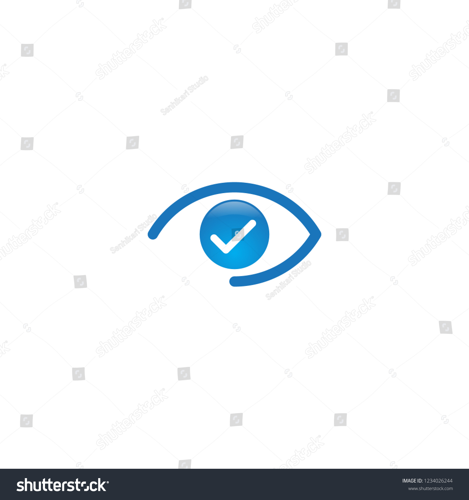 Blue Check Mark Eye Logo Design Stock Vector (Royalty Free) 1234026244