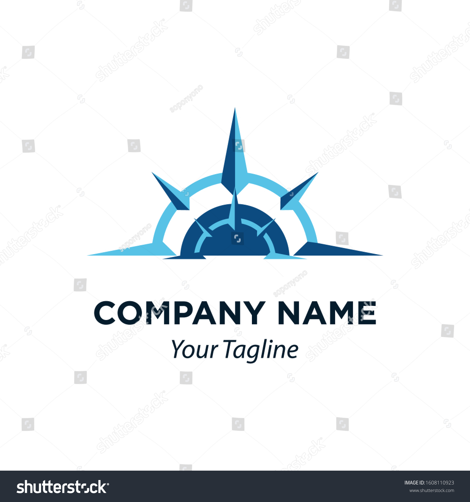 Blue Compass Rose Icon Vector Logo Stock Vector (Royalty Free ...