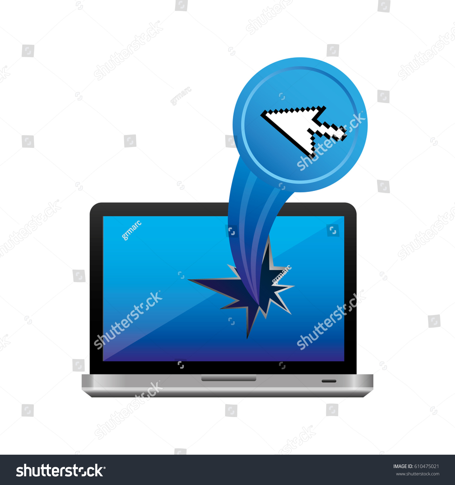 Blue Computer Arrow Cursor Hole Icon Stock Vector (Royalty Free) 610475021