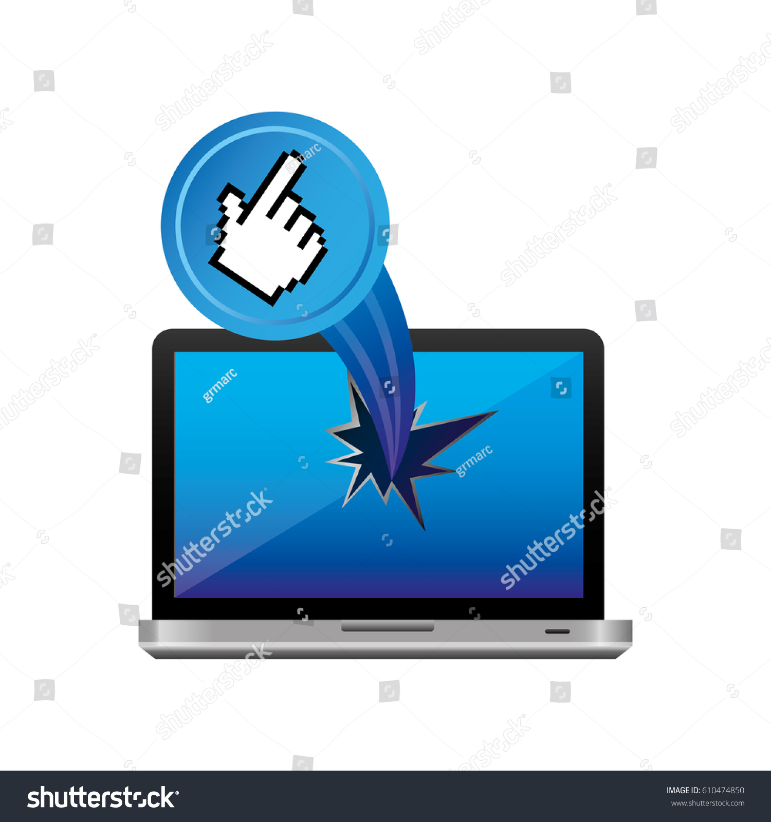 Blue Computer Hand Cursor Hole Icon Stock Vector (Royalty Free) 610474850