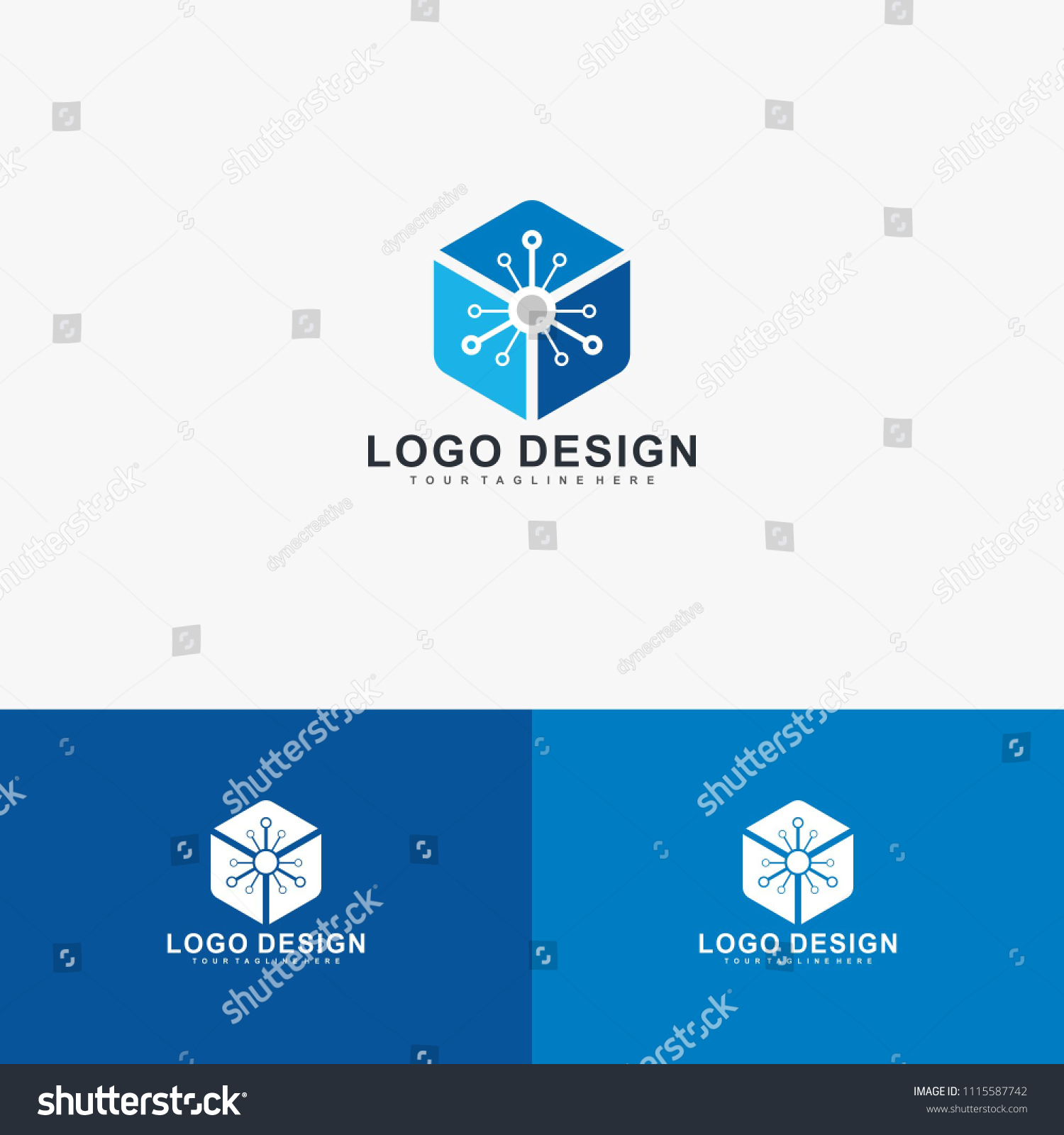 Blue Cube Logo Design Vector Stock Vector (Royalty Free) 1115587742