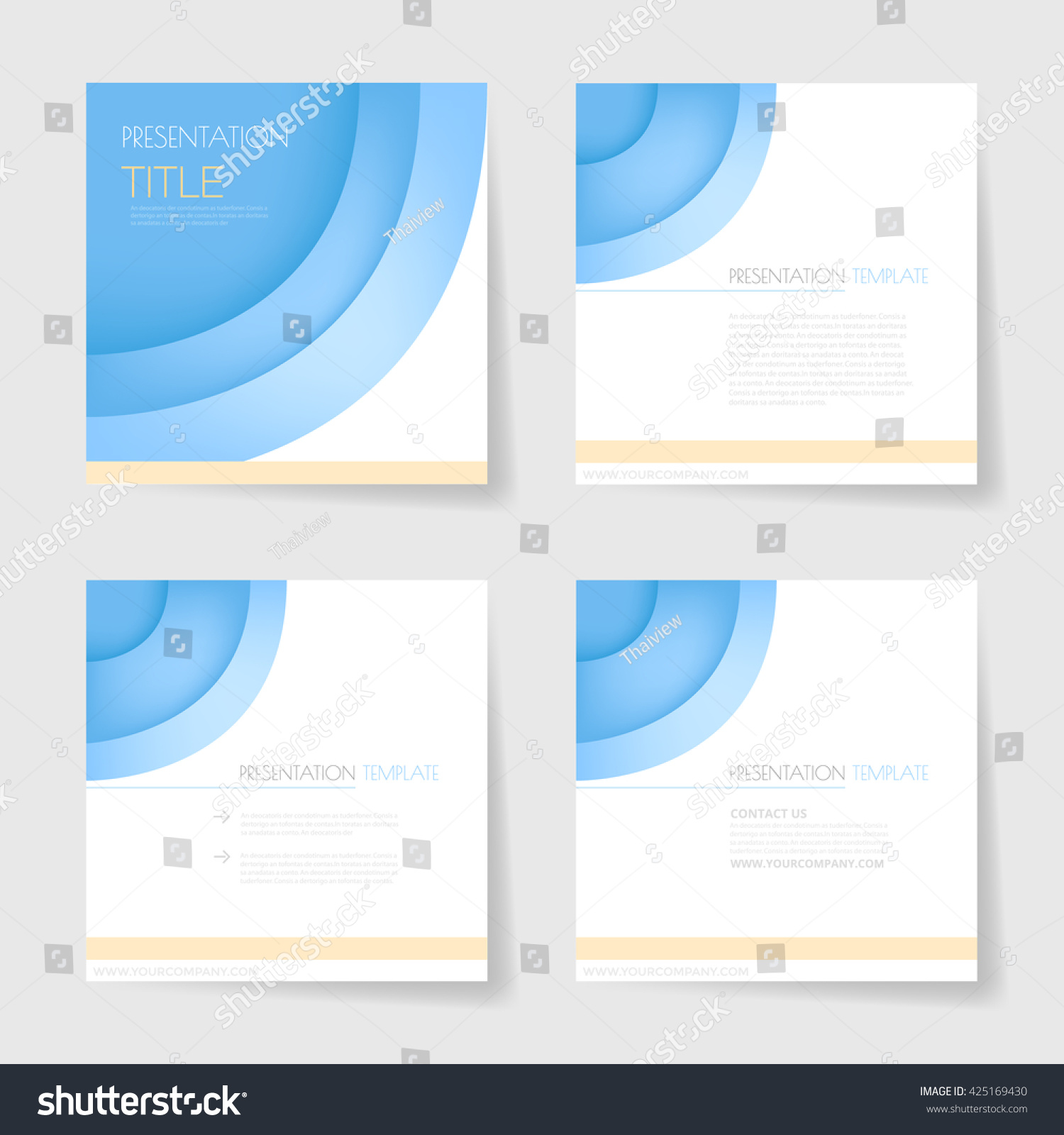 Blue Curve Presentation Template Set Vector Stock Vector (Royalty Free ...