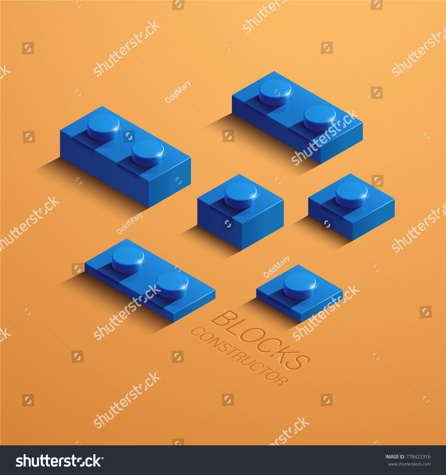 Blue 3d Lego Element 3d Building Stock Vector (Royalty Free) 778422316