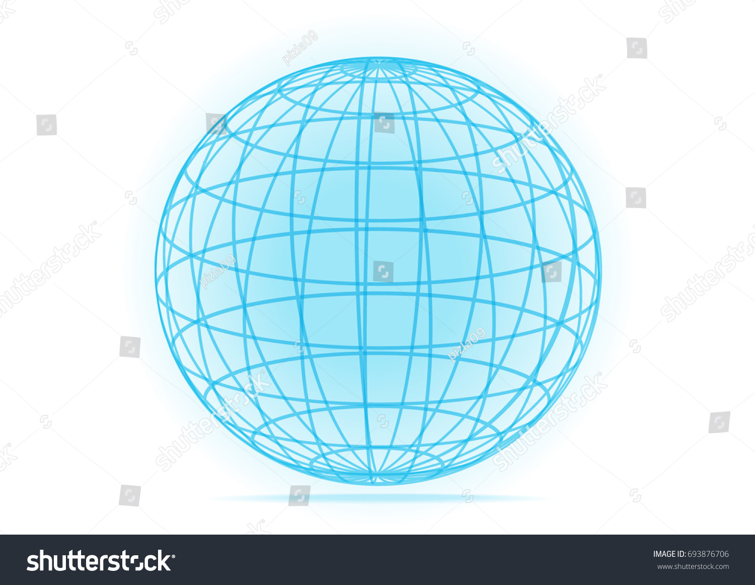 Blue 3d Vector Grid Earth Globe Stock Vector (Royalty Free) 693876706