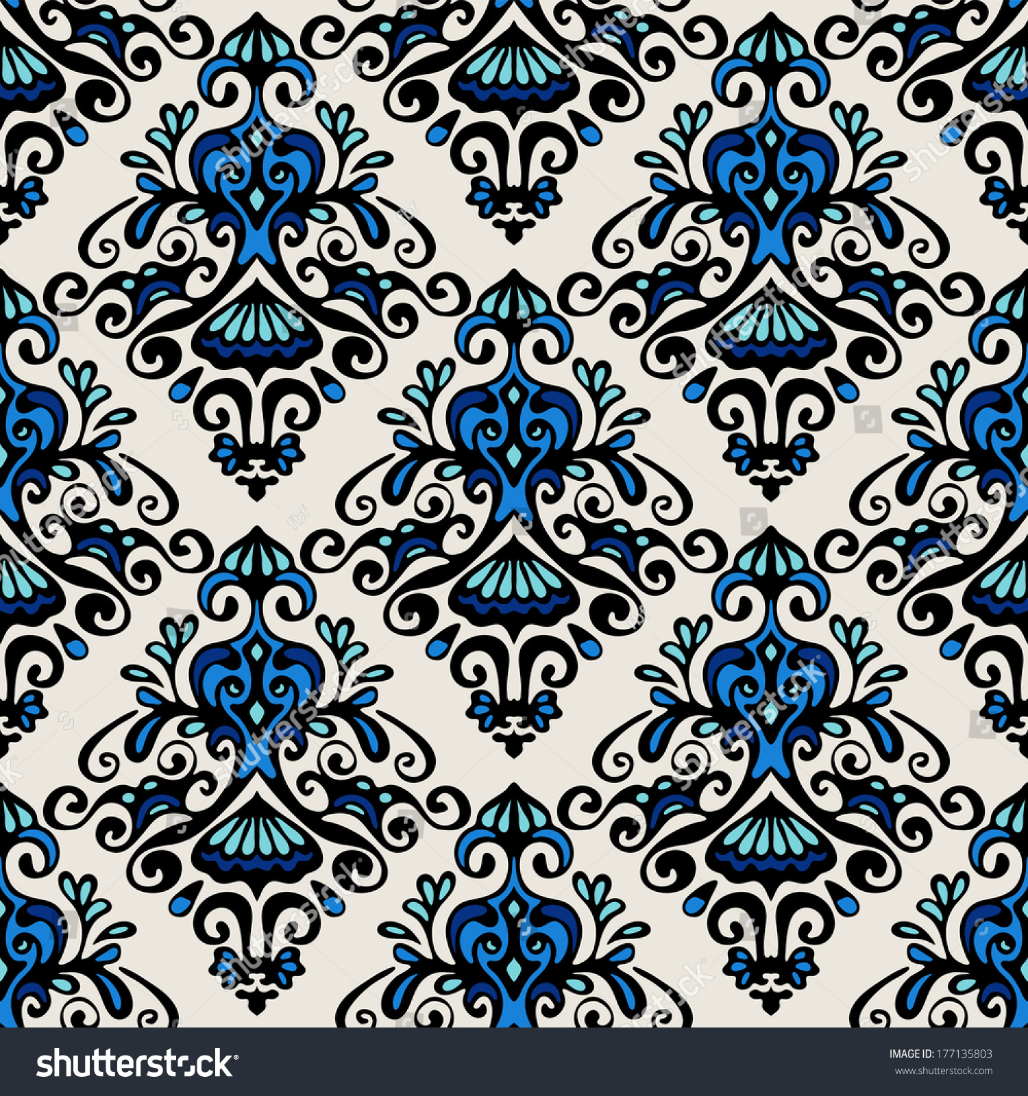 Blue Damascus Flower Vector Stock Vector (Royalty Free) 177135803