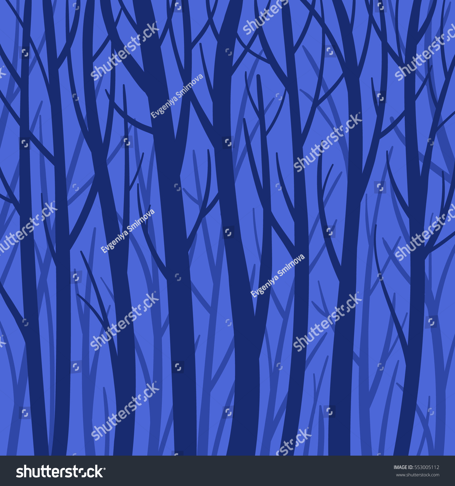 Blue Dawn Forest Vector Flat Stock Vector (Royalty Free) 553005112