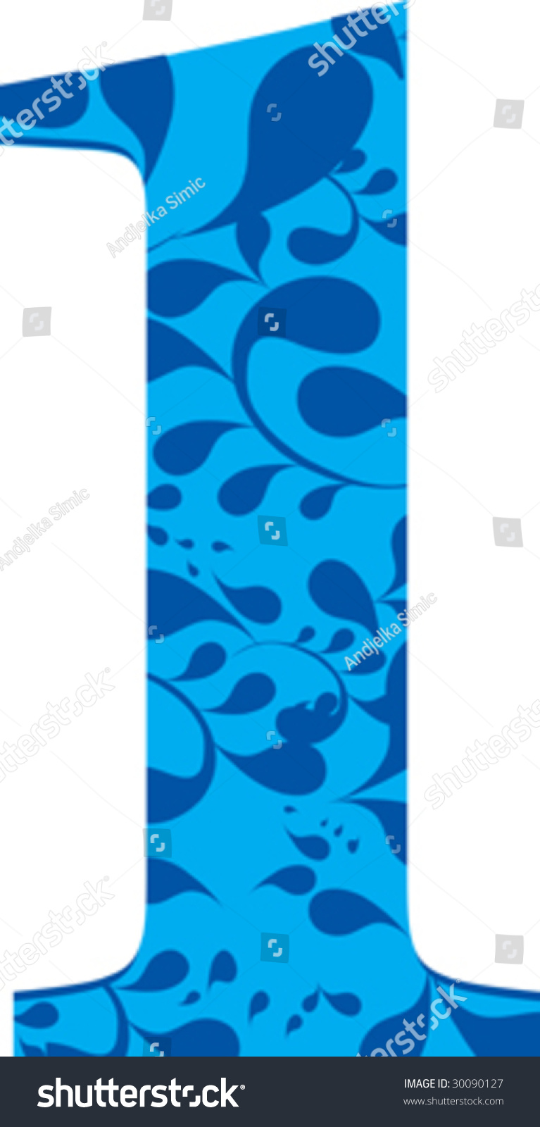 Blue Decorative Number One Stock Vector Illustration 30090127 ...