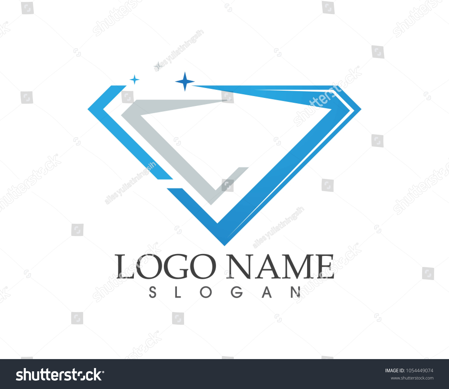 Blue Diamond Logo Design Concept Stock Vector (Royalty Free) 1054449074 ...