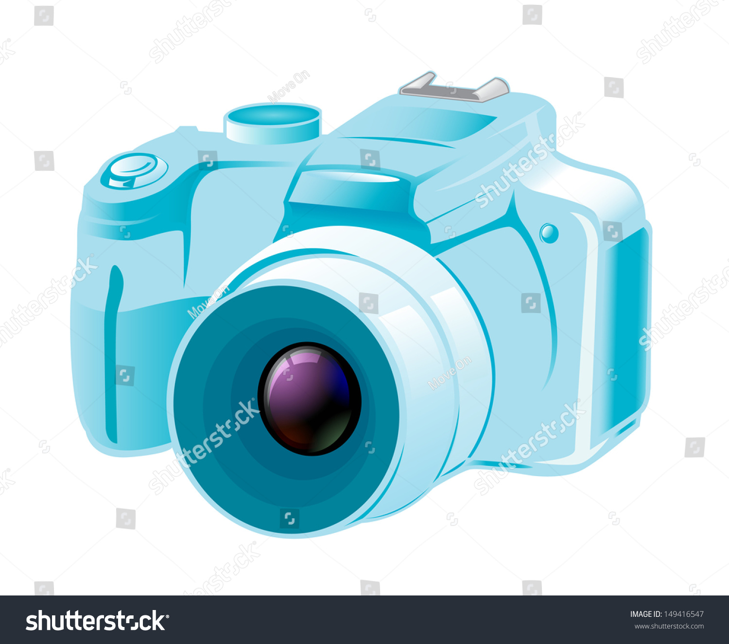 Blue Digital Camera On A White Background Stock Vector Illustration ...