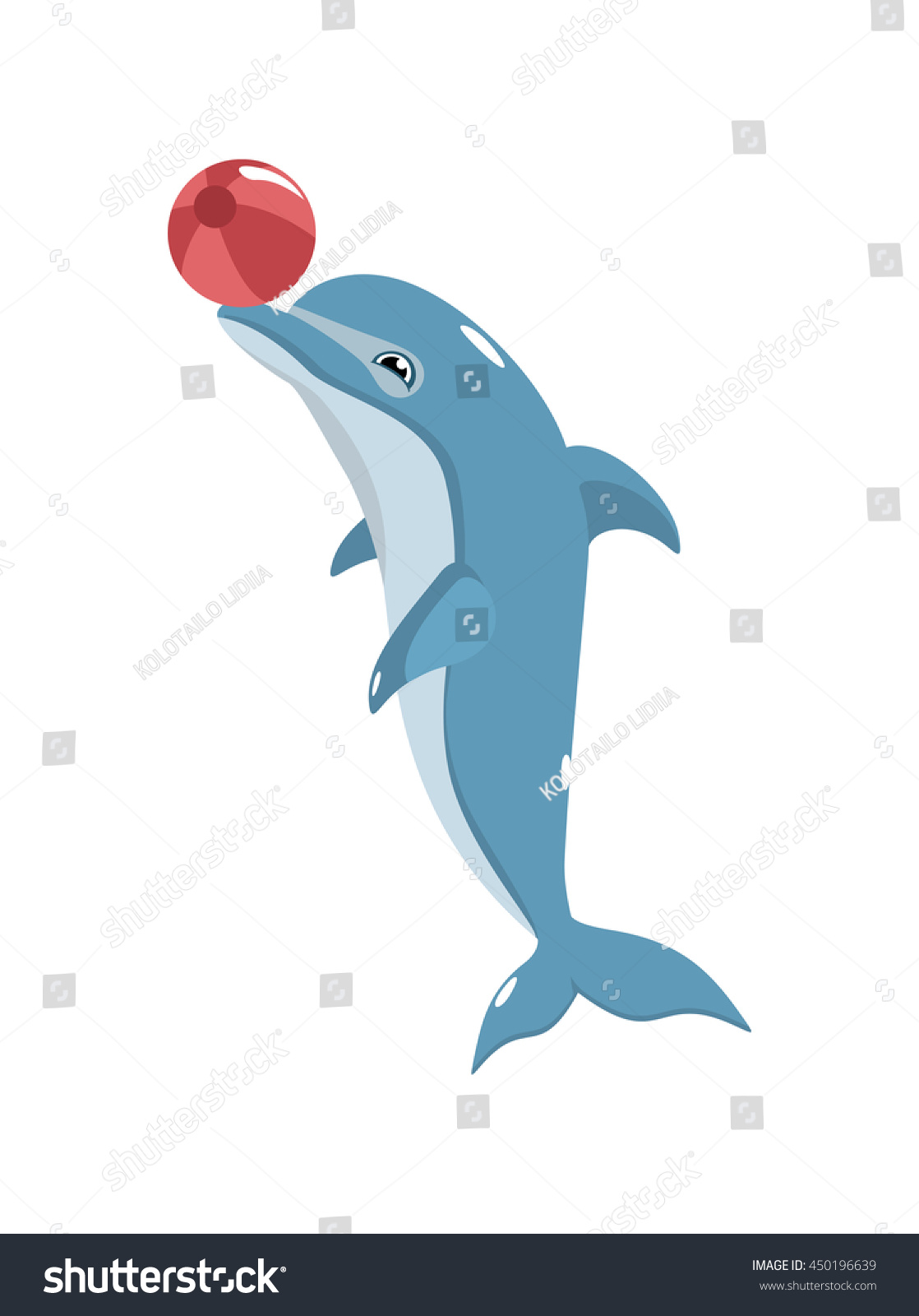 Blue Dolphin Plays Ball Vector Drawing: vector de stock (libre de ...