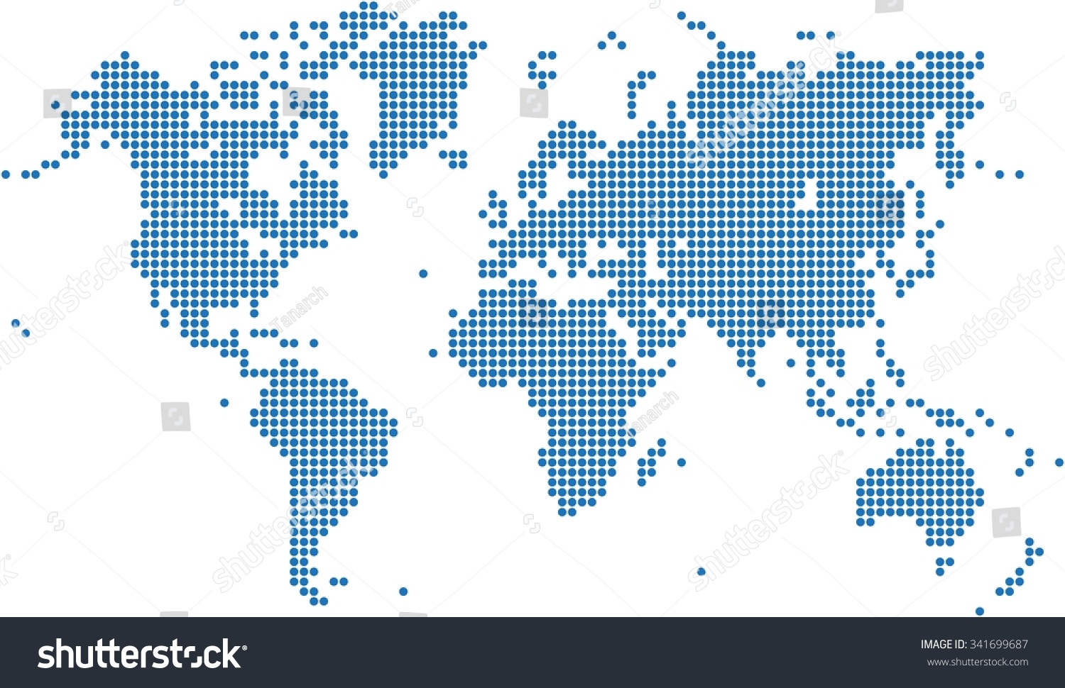 Blue Dots World Map On White Stock Vector (Royalty Free) 341699687 ...