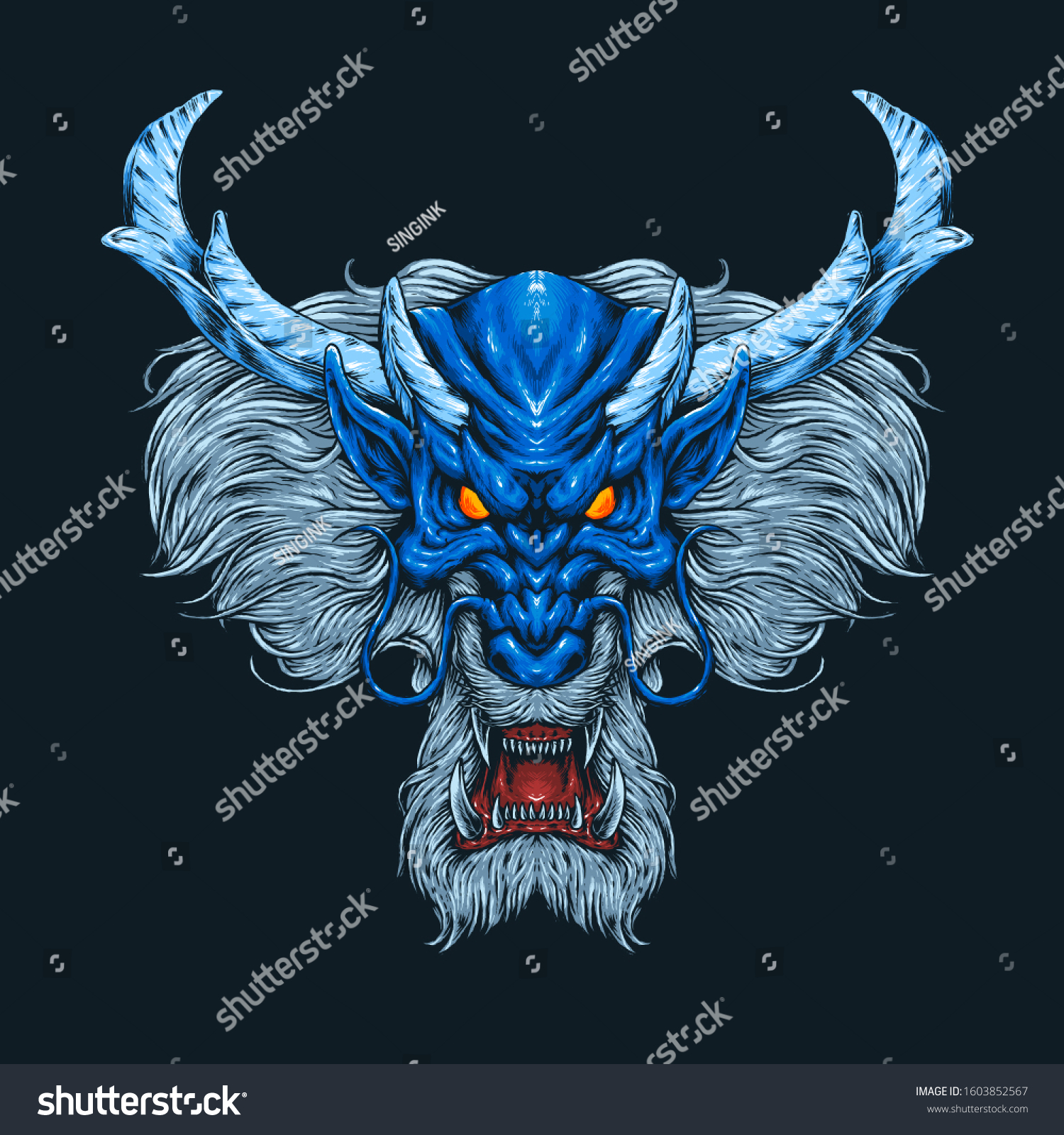 Blue Dragon Head Vector Illustration: เวกเตอร์สต็อก (ปลอดค่าลิขสิทธิ์ ...