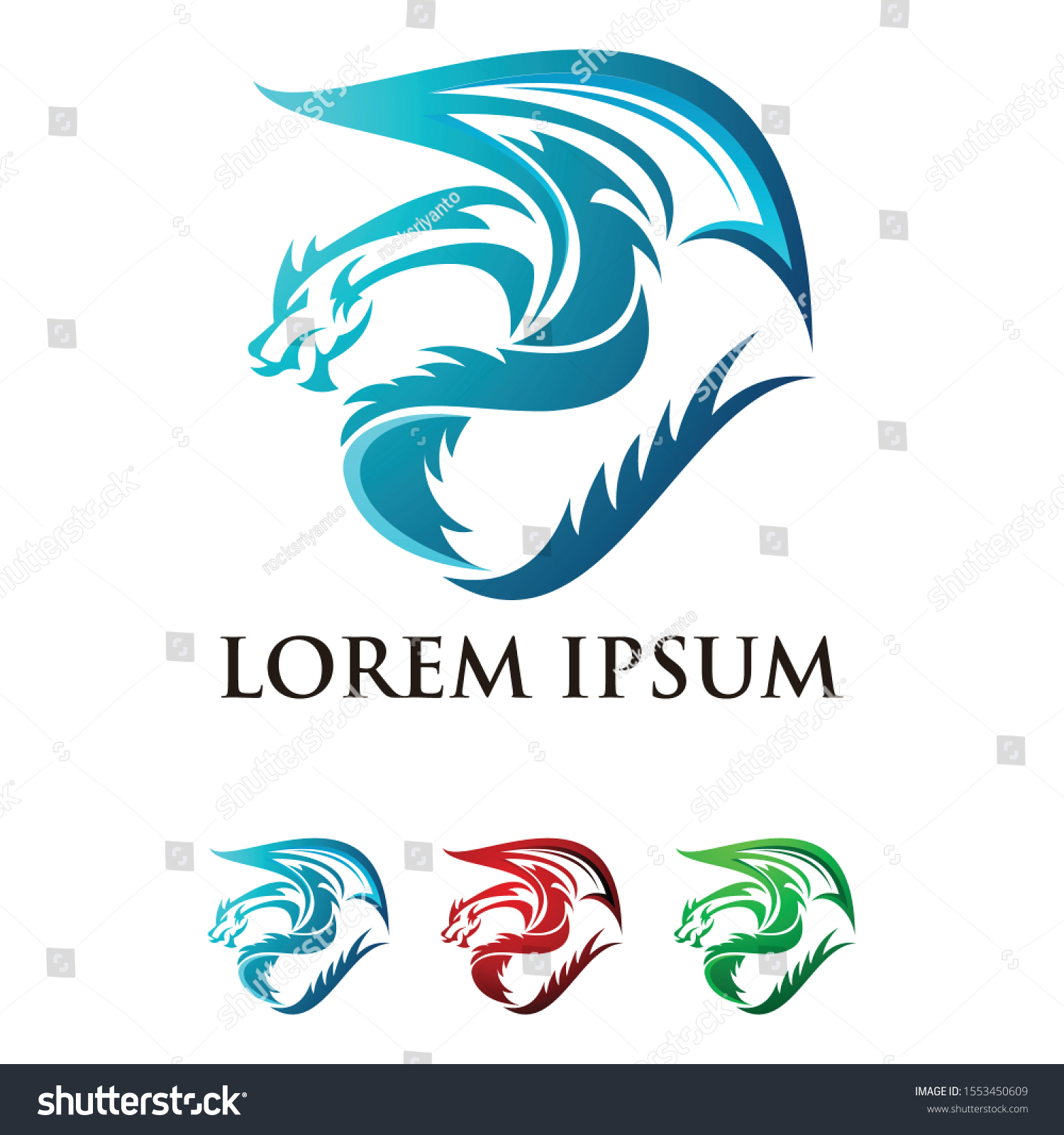 Blue Dragon Logo Icon Vector Stock Vector (Royalty Free) 1553450609