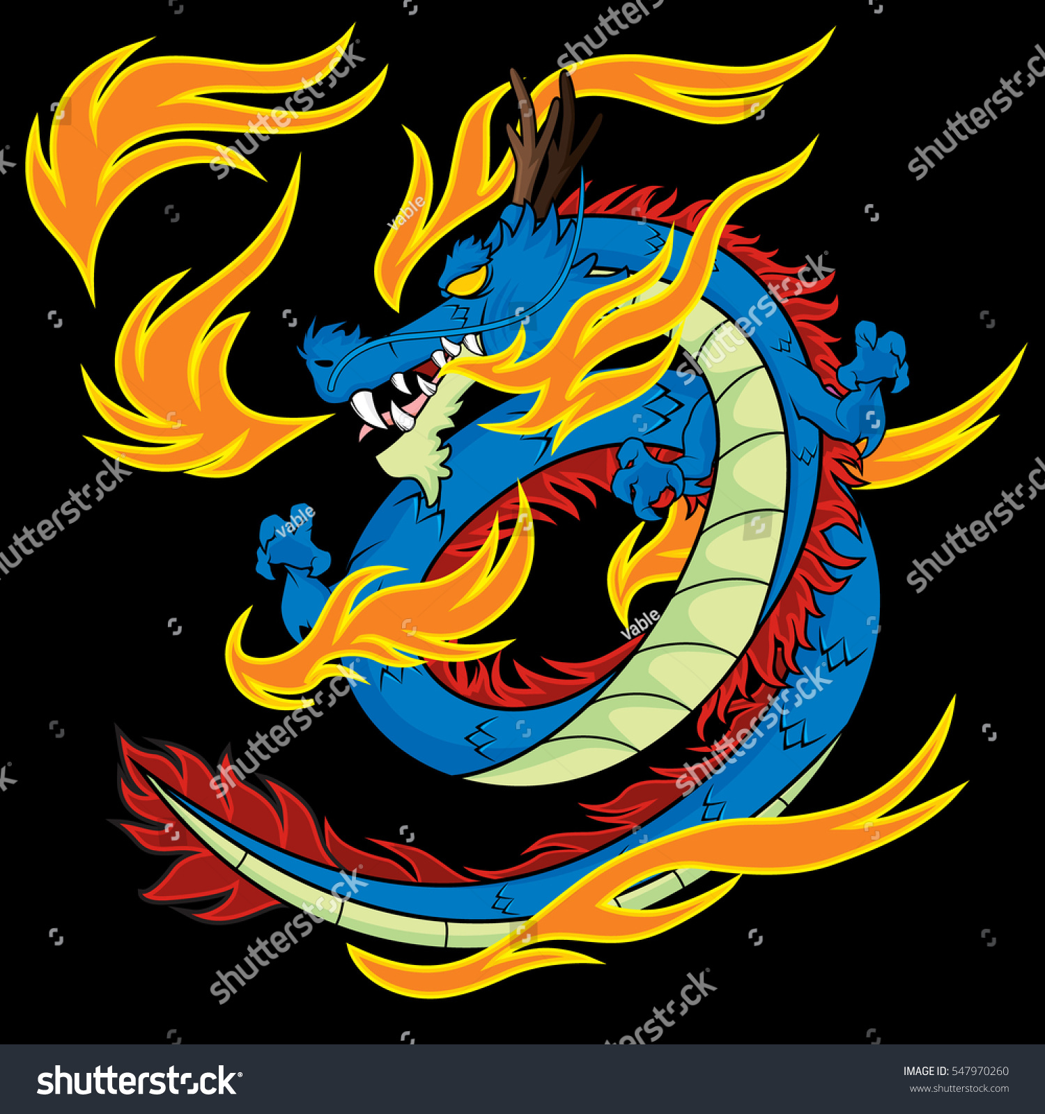 Blue Dragon Vector Illustration Stock Vector (Royalty Free) 547970260