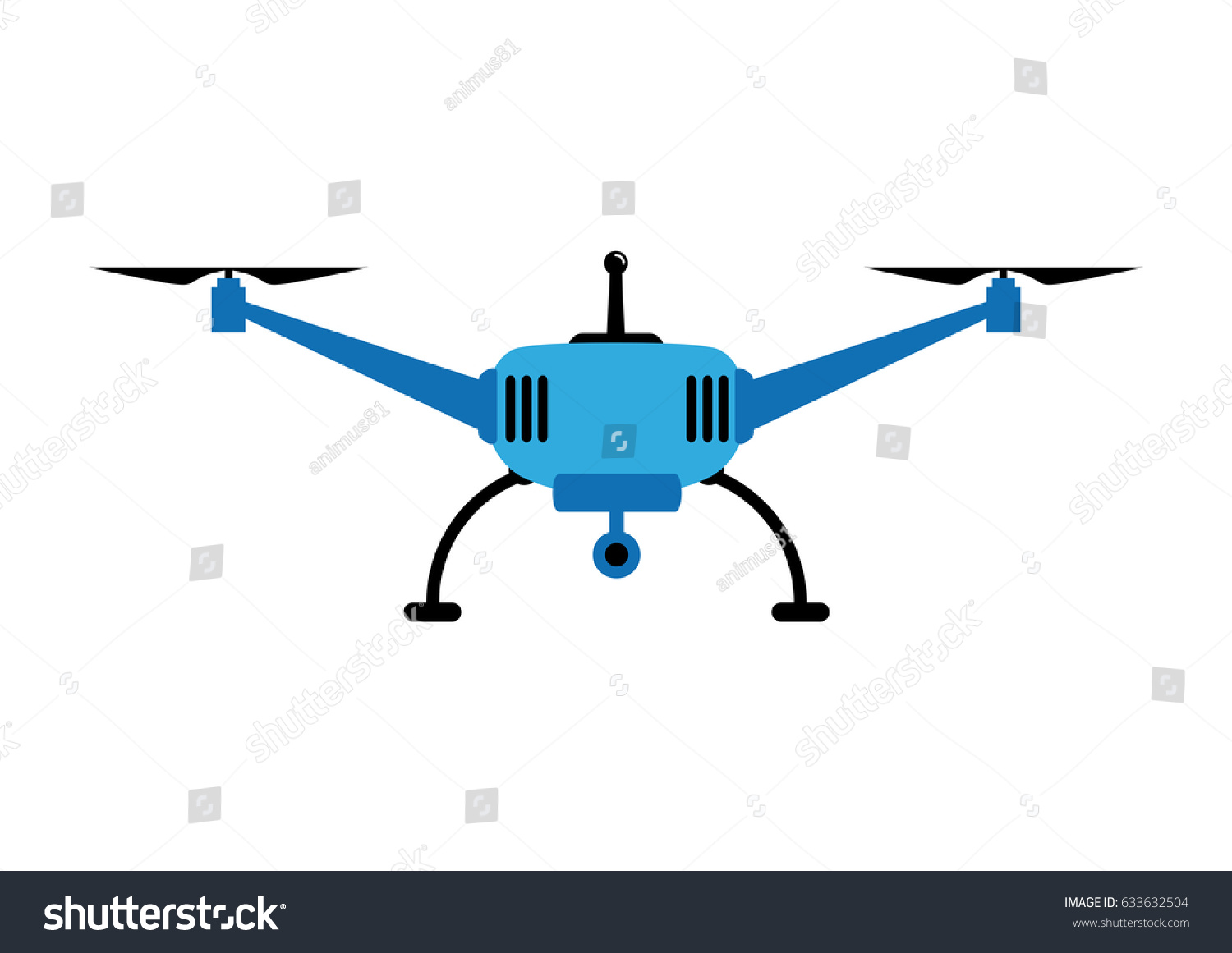 Blue Drone On White Background Stock Vector (Royalty Free) 633632504 ...