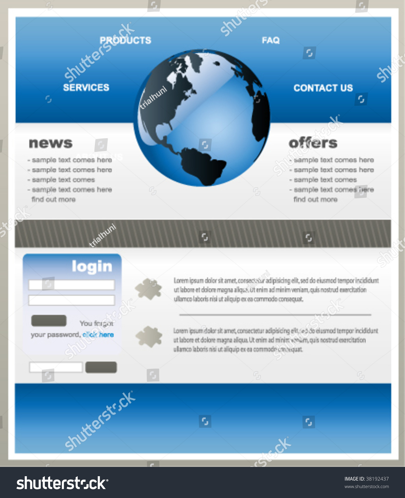 Blue Earth Website Template Layout Stock Vector (Royalty Free) 38192437
