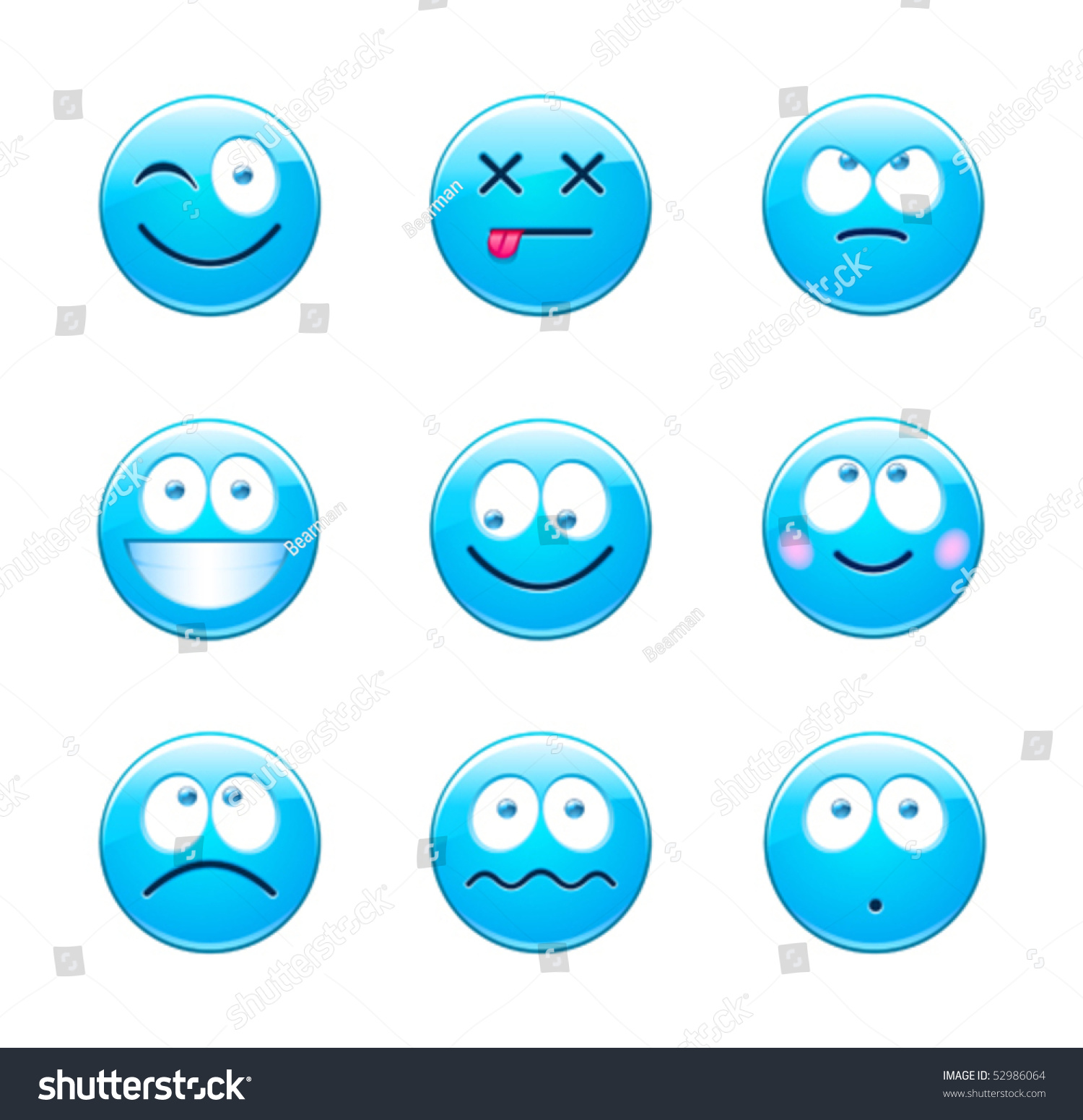 Blue Emoticons Stock Vector 52986064 - Shutterstock