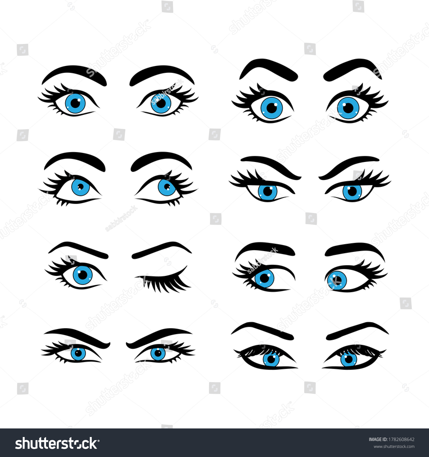 Blue Eye Setflat Vector Graphic White Stock Vector (Royalty Free ...