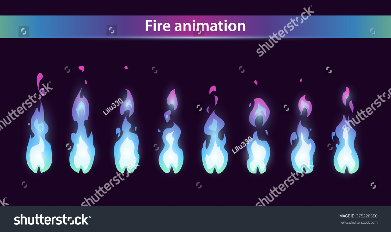 Blue Fire Animation Sprites Vector Flame Stock Vector (Royalty Free ...