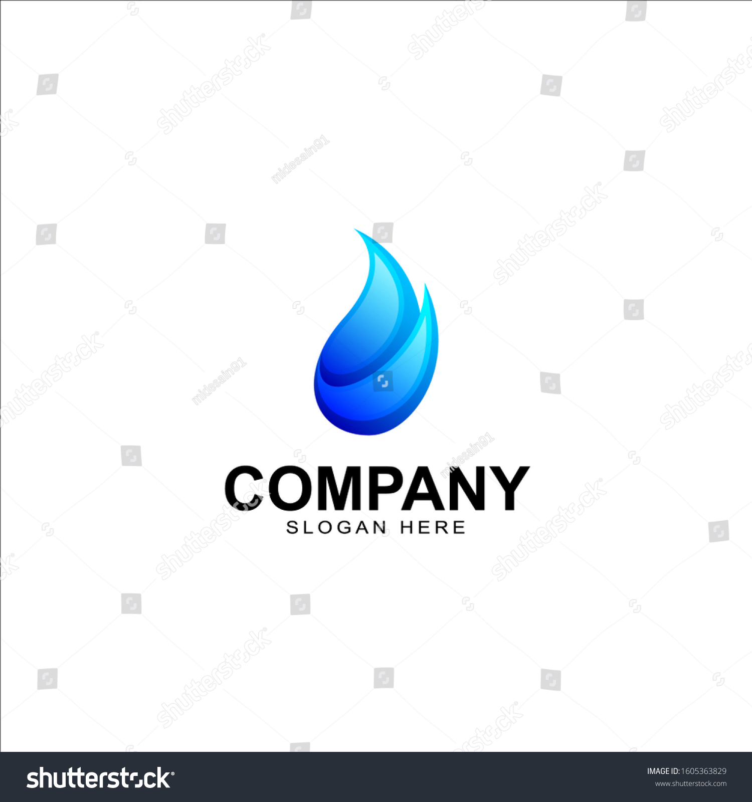 Blue Fire Logo Design Template Stock Vector (Royalty Free) 1605363829
