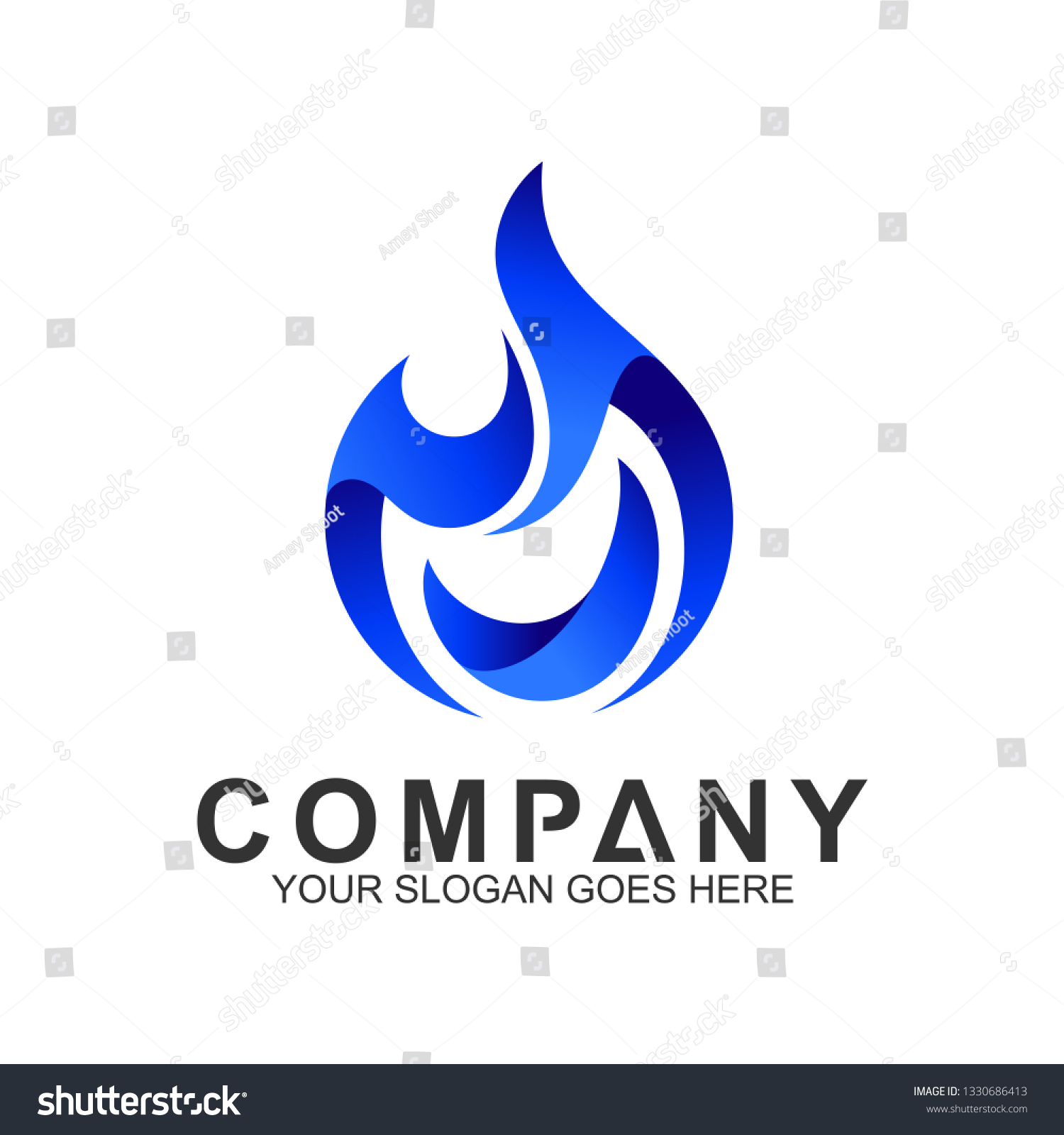 Blue Fire Logo Design Template Abstract Stock Vector (Royalty Free ...