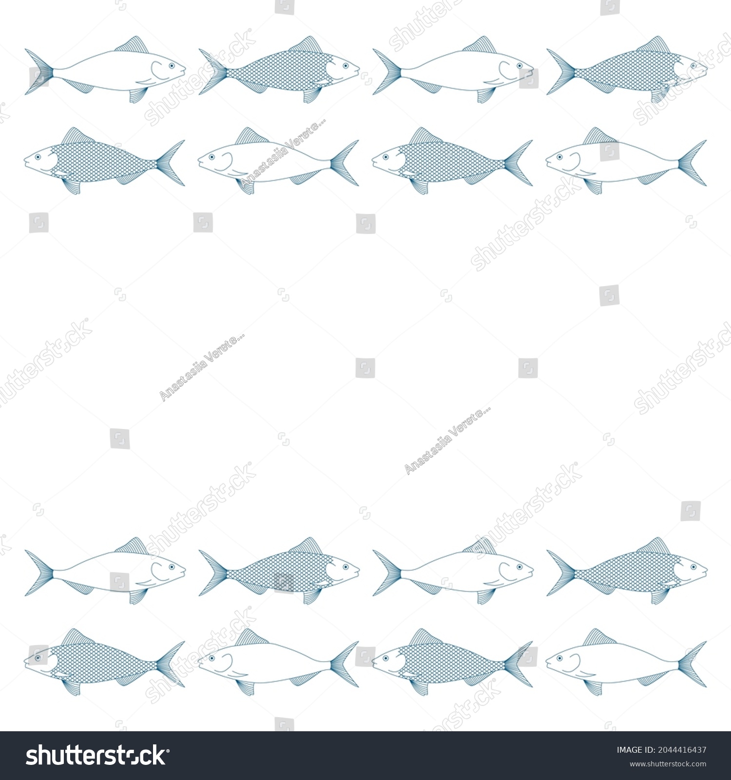 Blue Fish Borders Vector Outline Design Stock Vector (Royalty Free ...