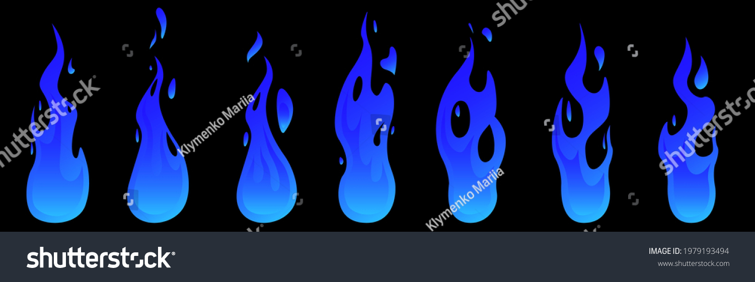 Blue Flame Fire Animation Sprites: เวกเตอร์สต็อก (ปลอดค่าลิขสิทธิ์ ...