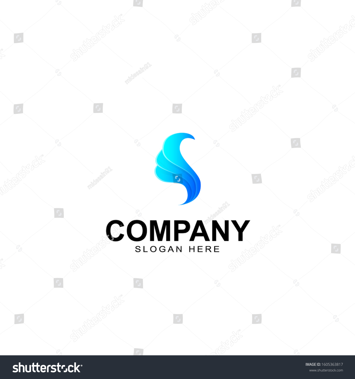 Blue Flame Logo Design Template Stock Vector (Royalty Free) 1605363817