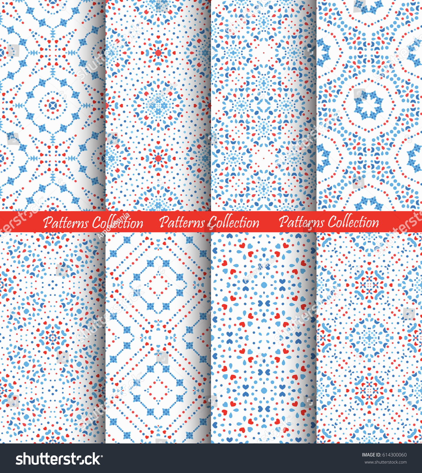 Blue Flower Patterns Seamless Boho Backgrounds Stock Vector (Royalty ...