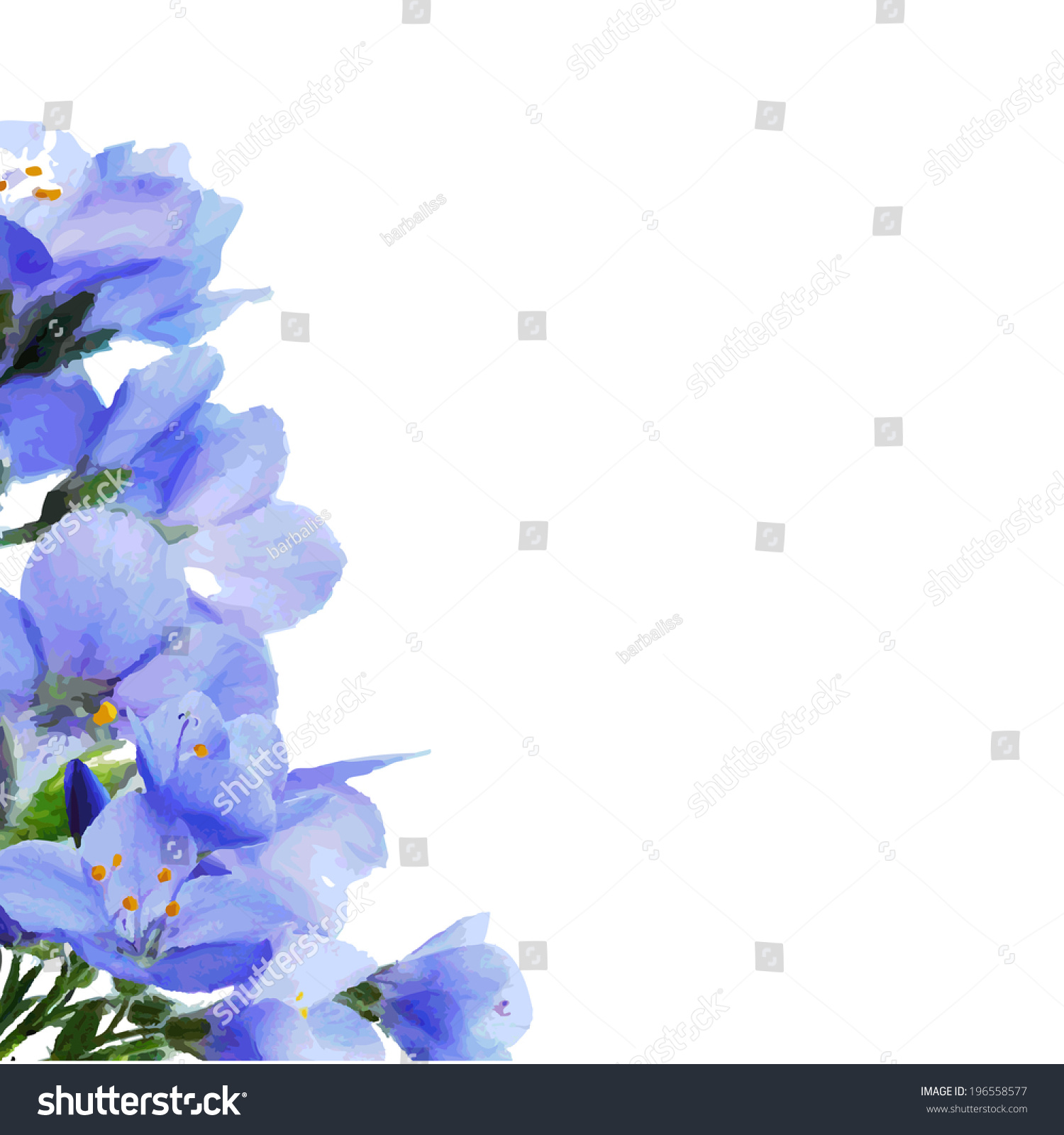 Blue Flowers Border Vector Illustration Stock Vector (Royalty Free ...