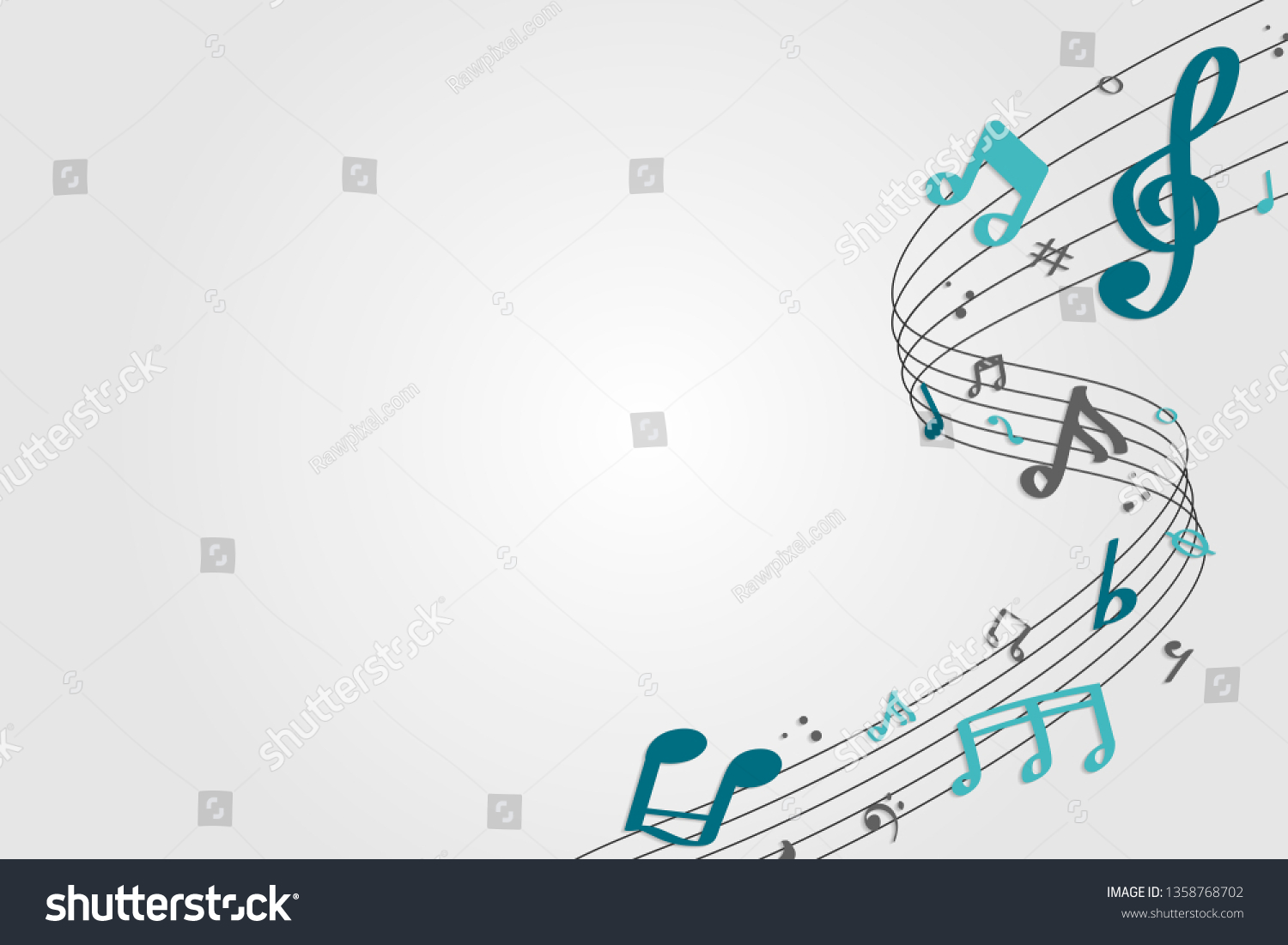 Blue Flowing Music Notes On White Stock Vector (Royalty Free ...
