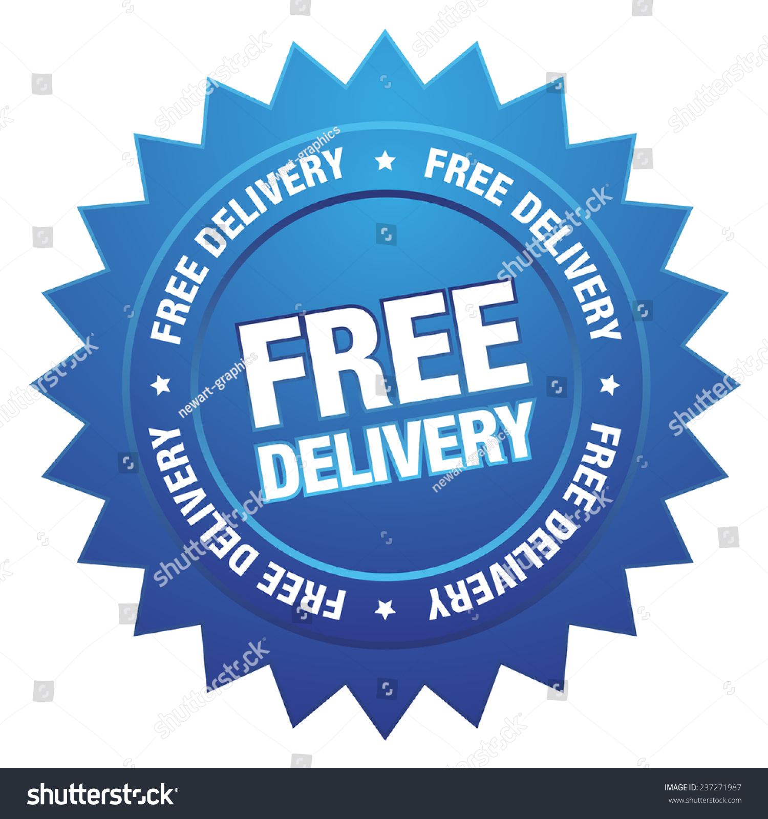 Blue Free Delivery Button On White Stock Vector (Royalty Free ...
