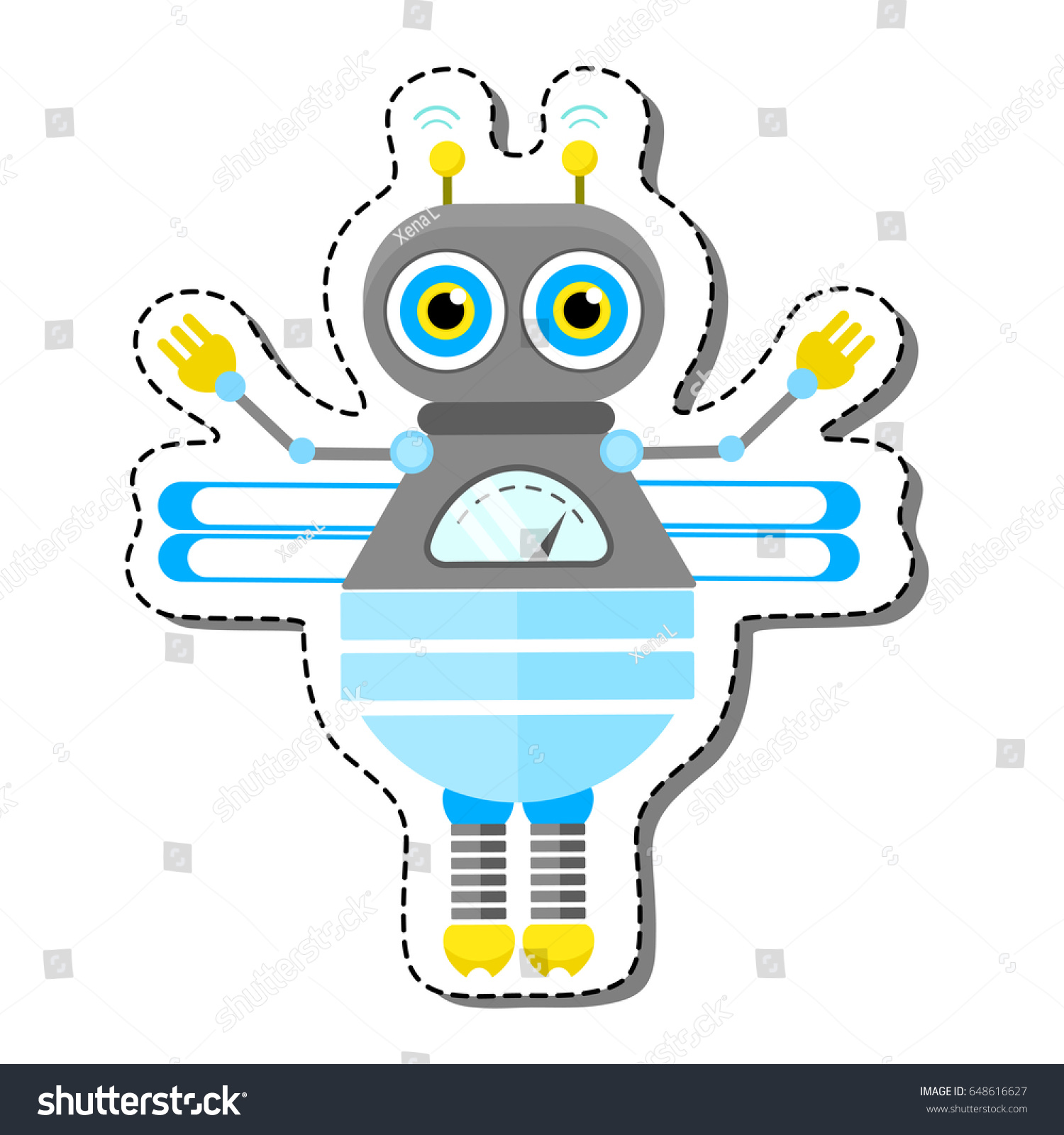 Blue Friendly Cartoon Bee Robot Character Stock Vector (Royalty Free ...
